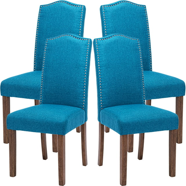 Snugway Dining Chair Blue Upholstered Parson Chair with Nailhead Trim ...