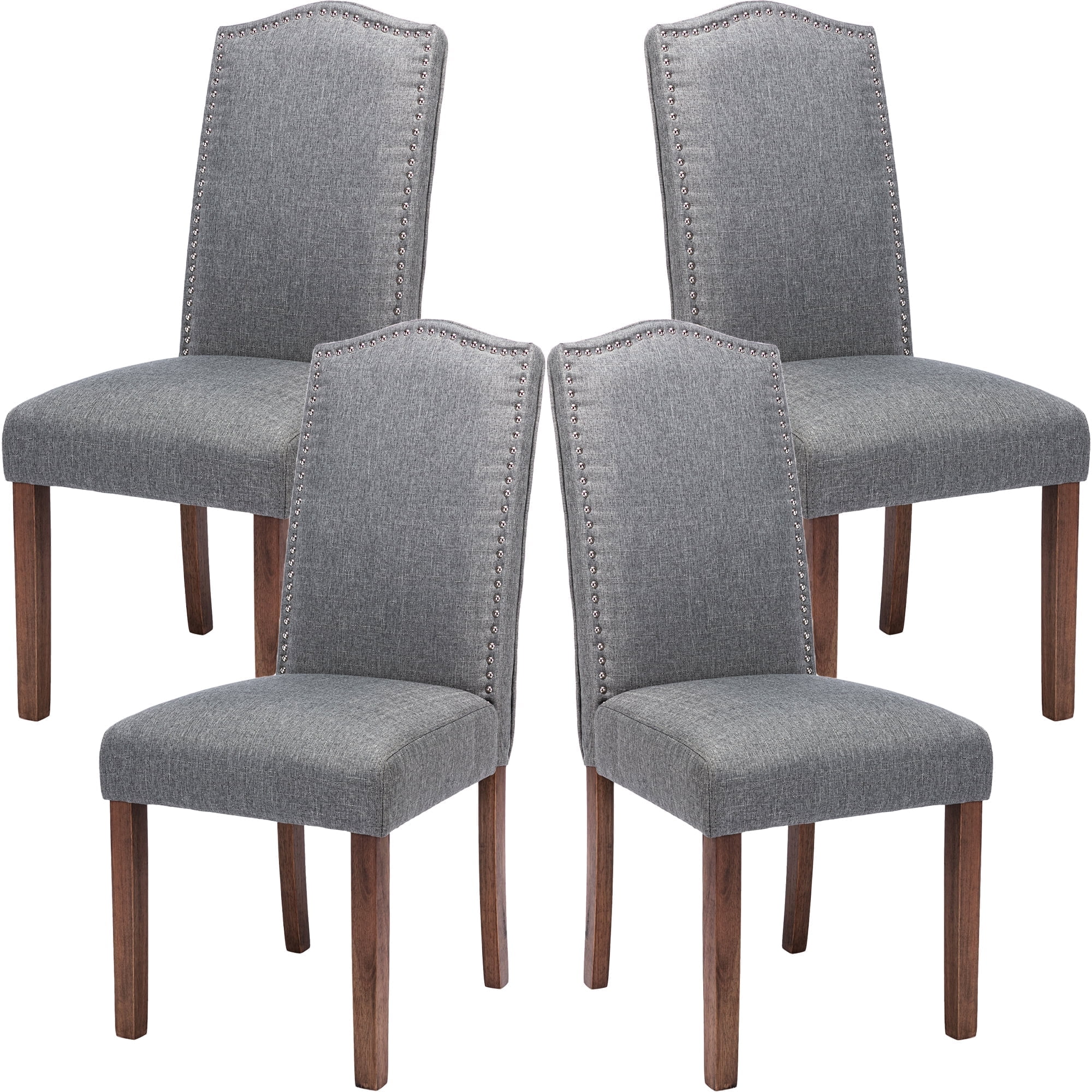 Snugway Dining Chair Grey Upholstered Parson Chair with Nailhead Trim ...