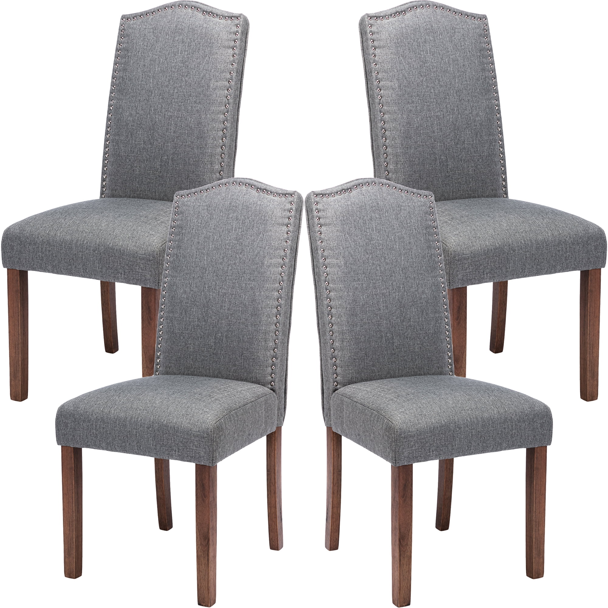 Snugway Dining Chair Grey Upholstered Parson Chair with Nailhead Trim ...