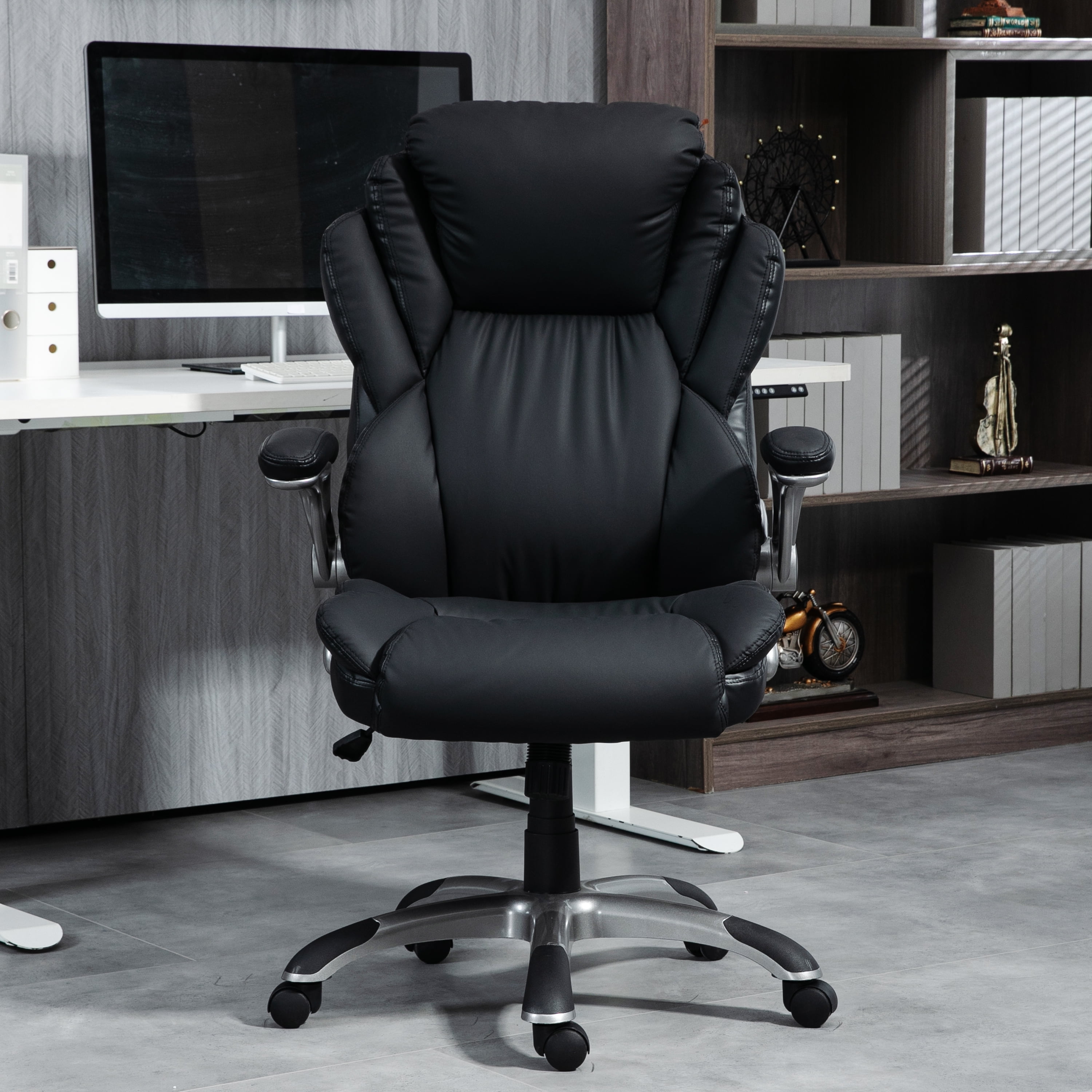 Snugway Ergonomic Office Chair PU Leather Executive Chair Padded Flip ...