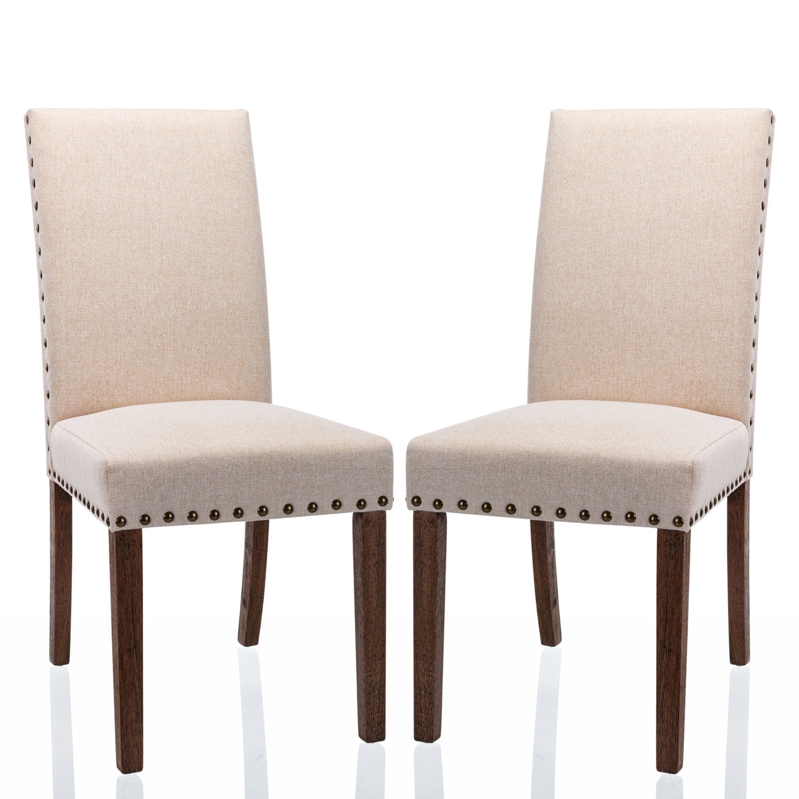 Snugway Handcraft Linen Solid Wood Parson Chair,Dining Chair,Set of 2 ...
