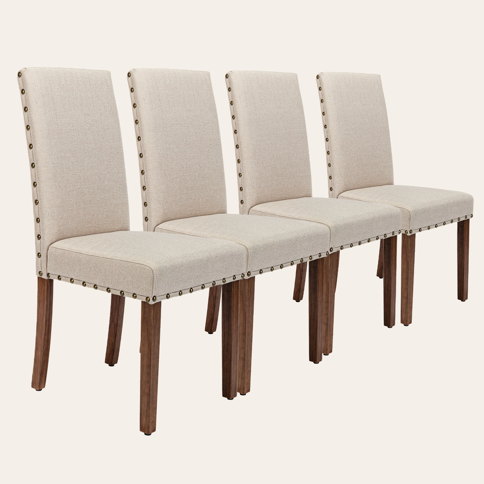 Snugway Handcraft Linen Solid Wood Parson Chair,Dining Chair,Set of 4 ...