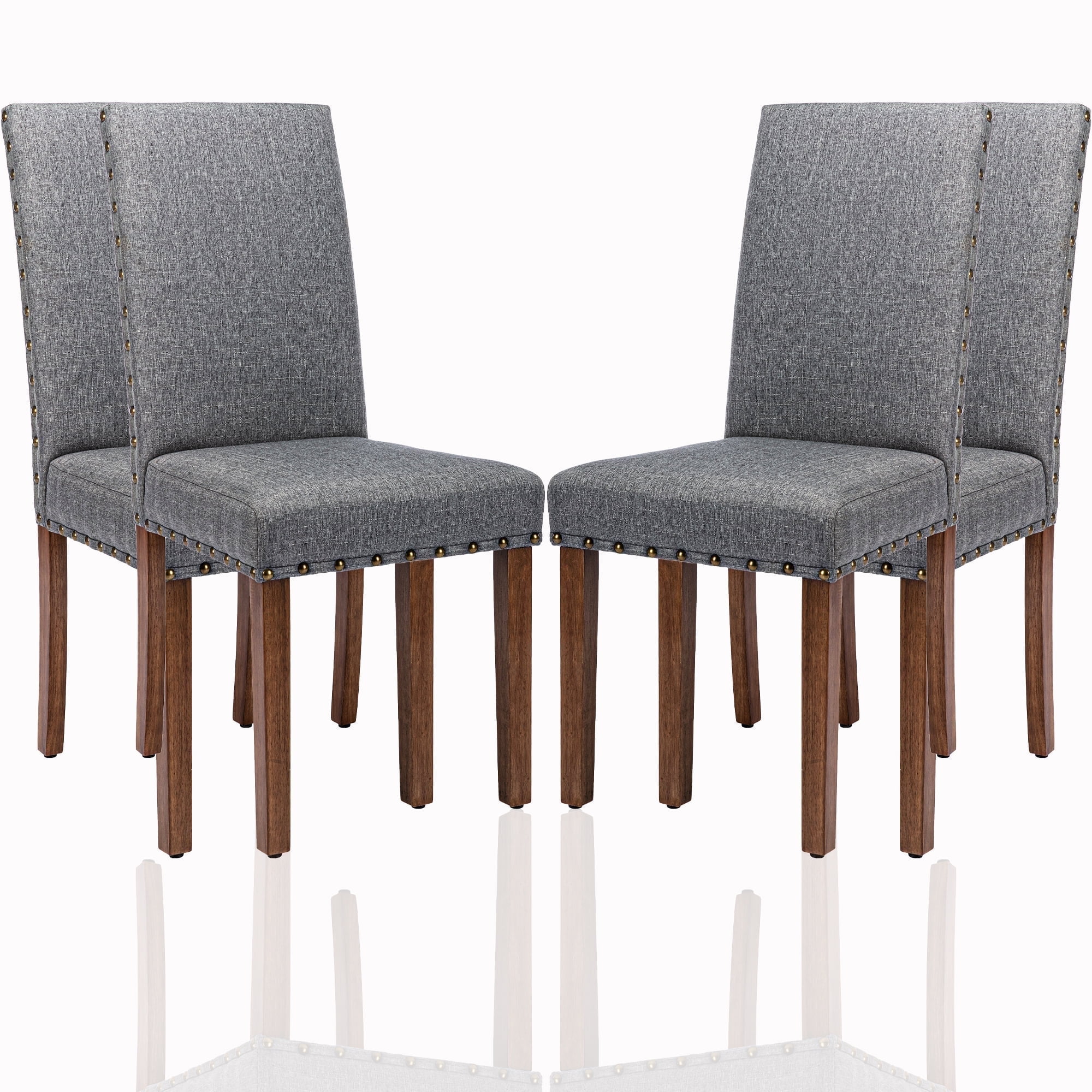 Snugway Handcraft Linen Solid Wood Parson Chair,Dining Chair,Set of 4 ...