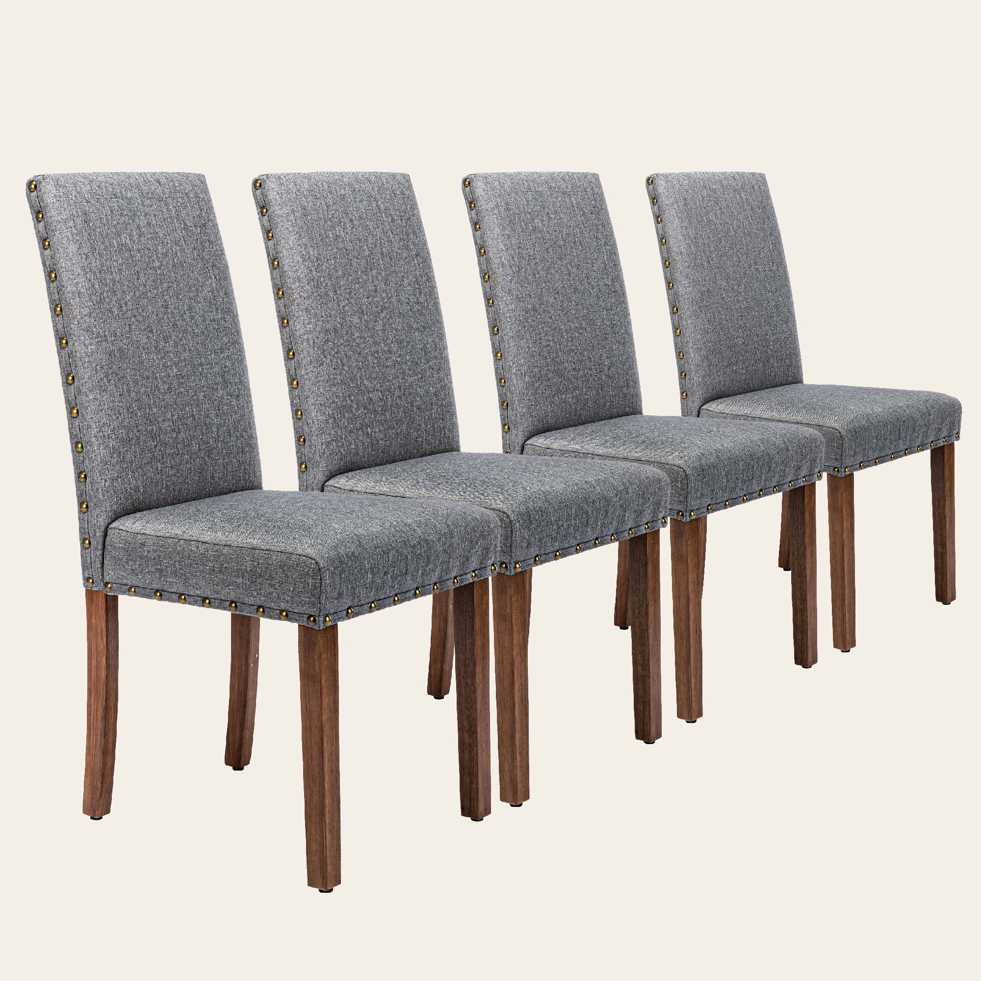 Snugway Handcraft Linen Solid Wood Parson Chair,Dining Chair,Set of 4 ...