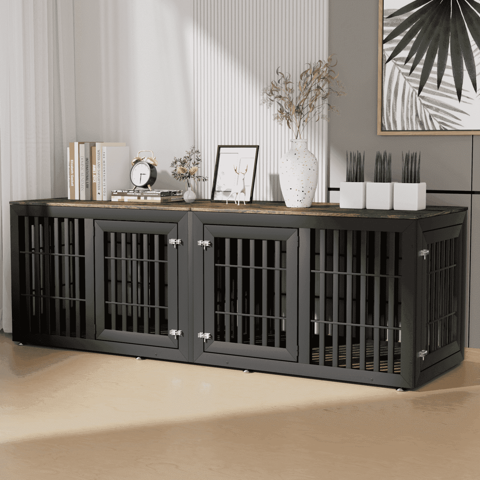 Snuowu 80" Heavy Duty Dog Crate Furniture for Small,Medium and Large ...