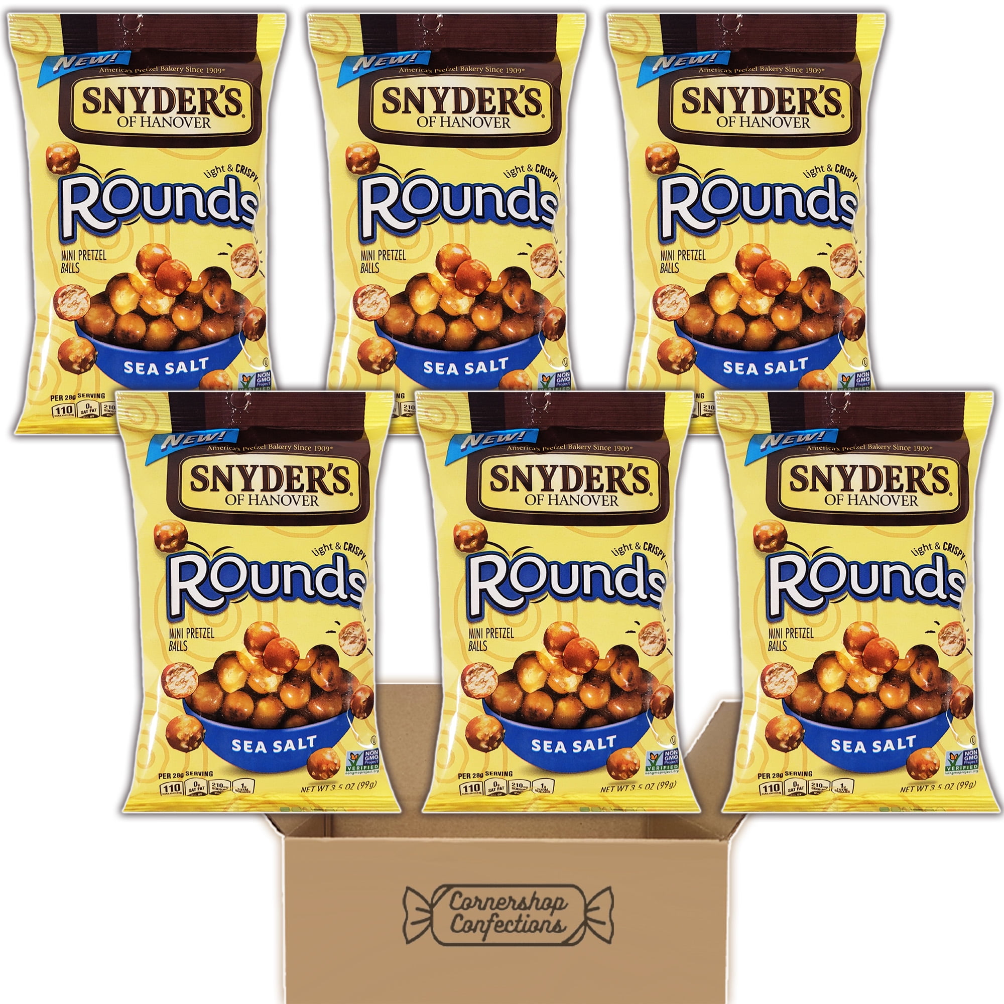 Snyder Pretzel Rounds Bundle Pack - Sea Salt - 6 Individually Sealed 3. ...