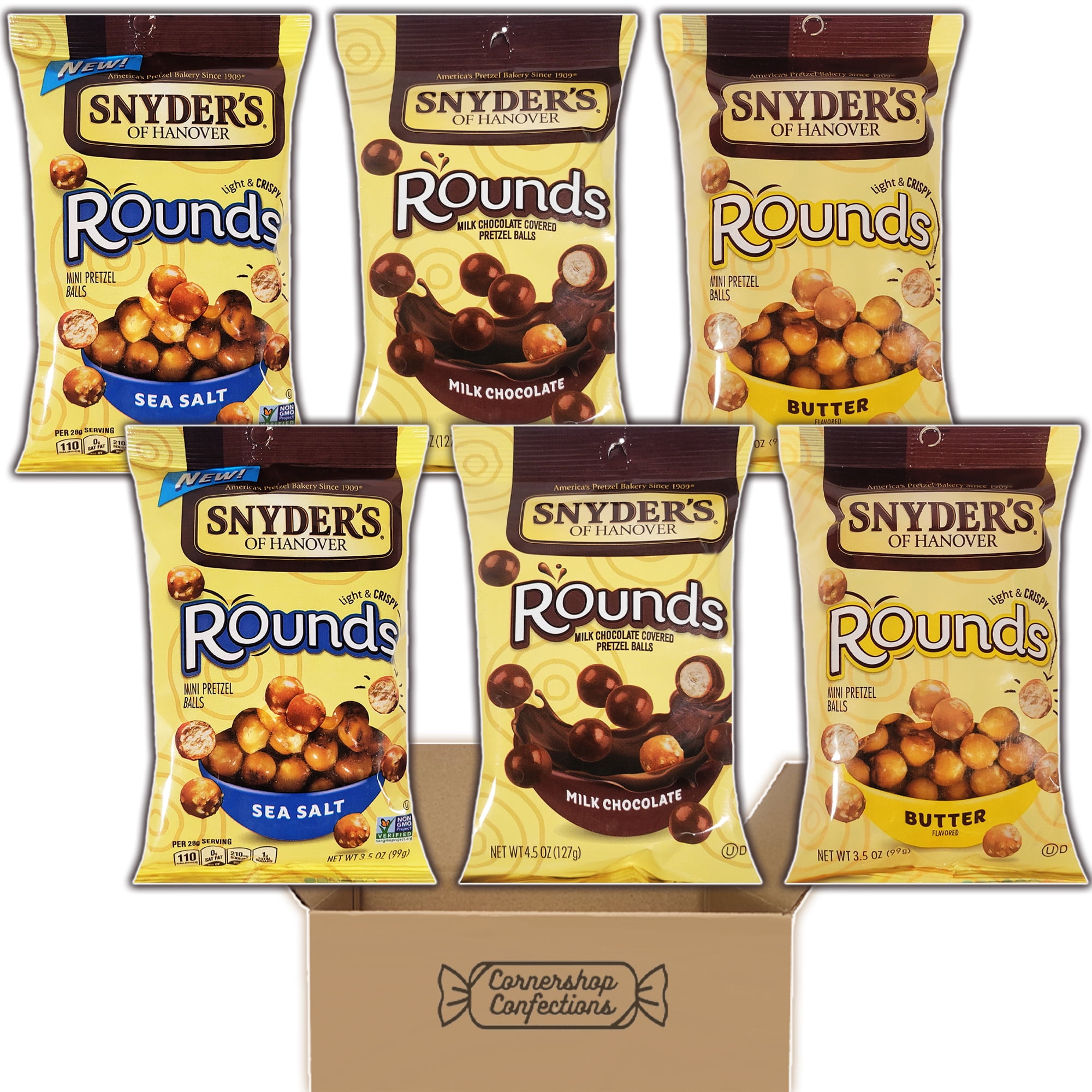 Snyder Pretzel Rounds Variety Pack - 3 Flavors - Butter, Sea Salt and ...