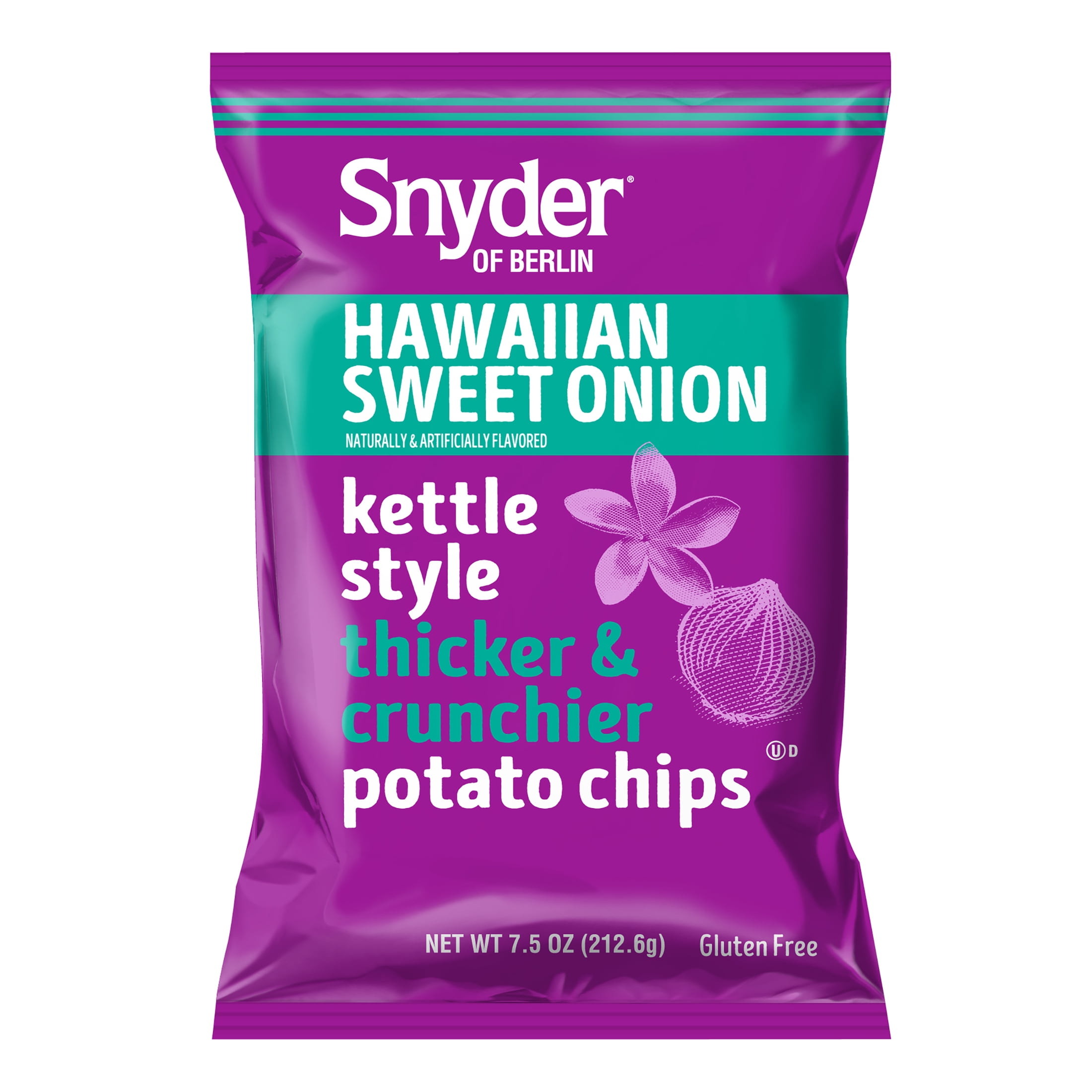 Snyder of Berlin Hawaiian Sweet Onion Kettle Style Potato Chips, Gluten-Free, 7.5 oz Bag ...