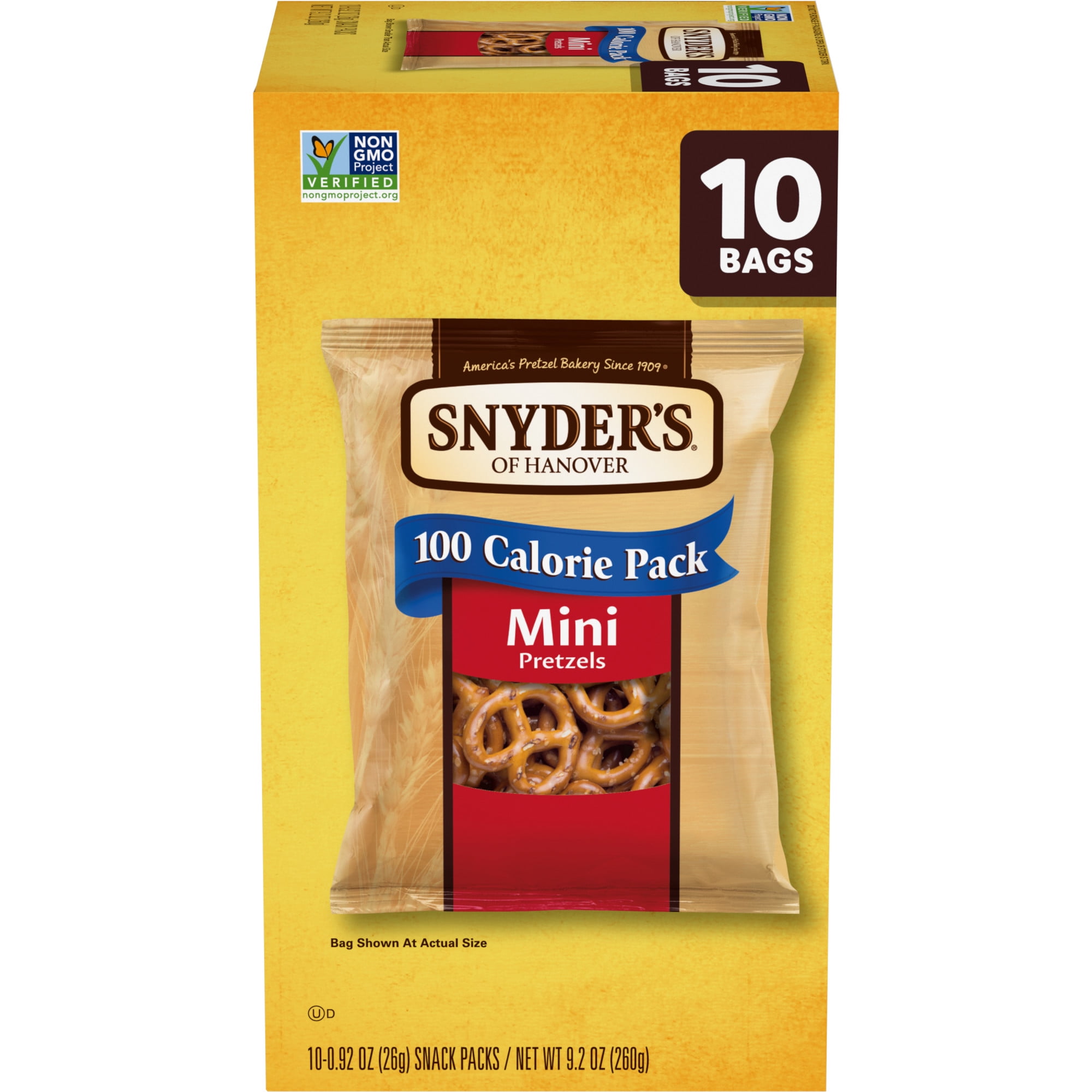 Snyder's of Hanover Mini Pretzels, 10 ct 0.92 oz, 100 Cal Snack ...