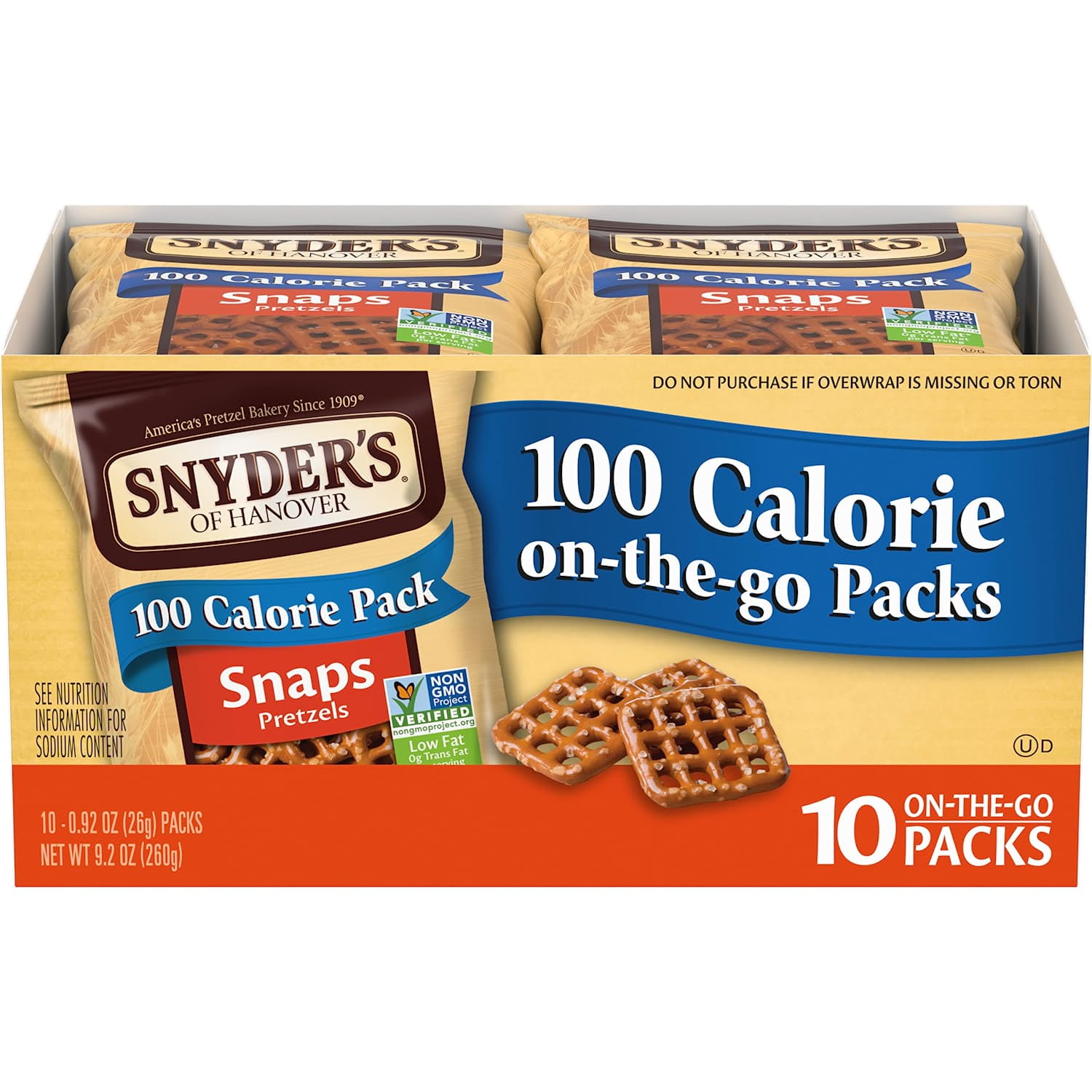 Snyder's of Hanover Pretzel Snaps, 100 Calorie Single-Serving Bags, Kid ...