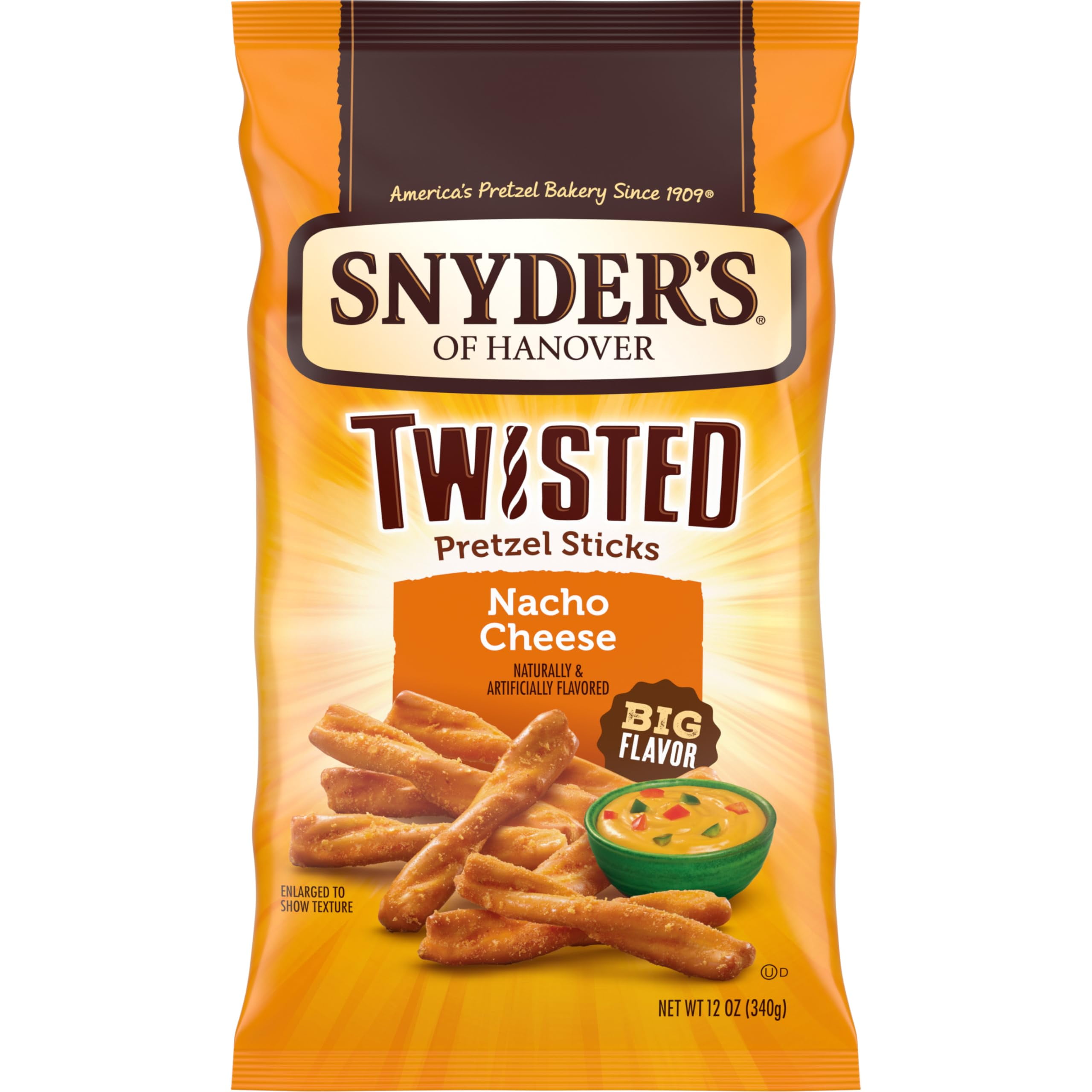 Snyder's of Hanover, Nacho SAF21 Cheese Twisted Pretzel Sticks, 12-Oz ...
