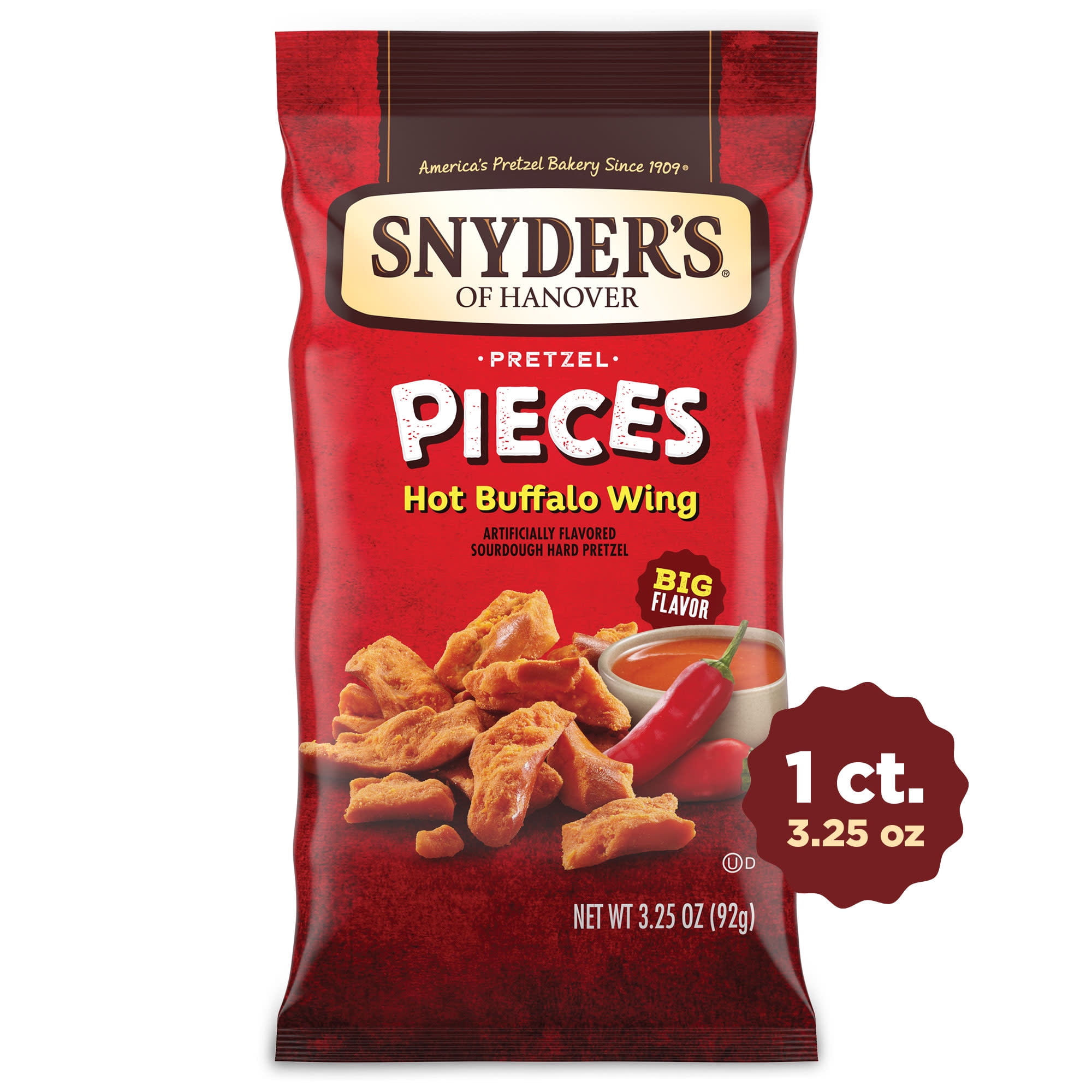 (3 pack) Snyder's of Hanover Pretzel Pieces, Hot Buffalo Wing, 3.25 oz ...