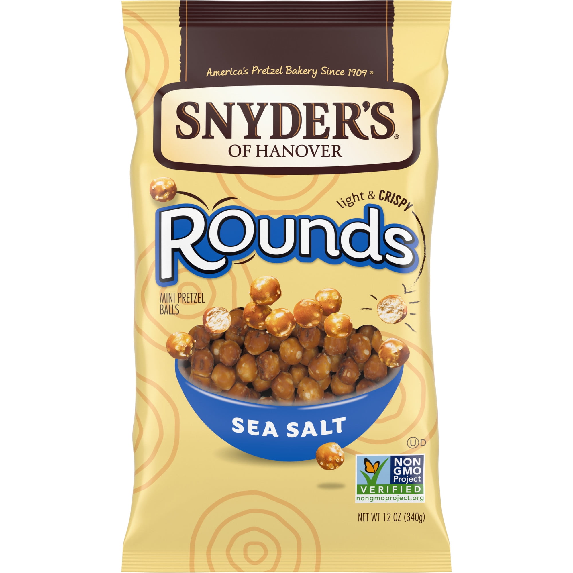Snyder's of Hanover Sea Salt Rounds Pretzels, Small Regular Salty, 12 ...