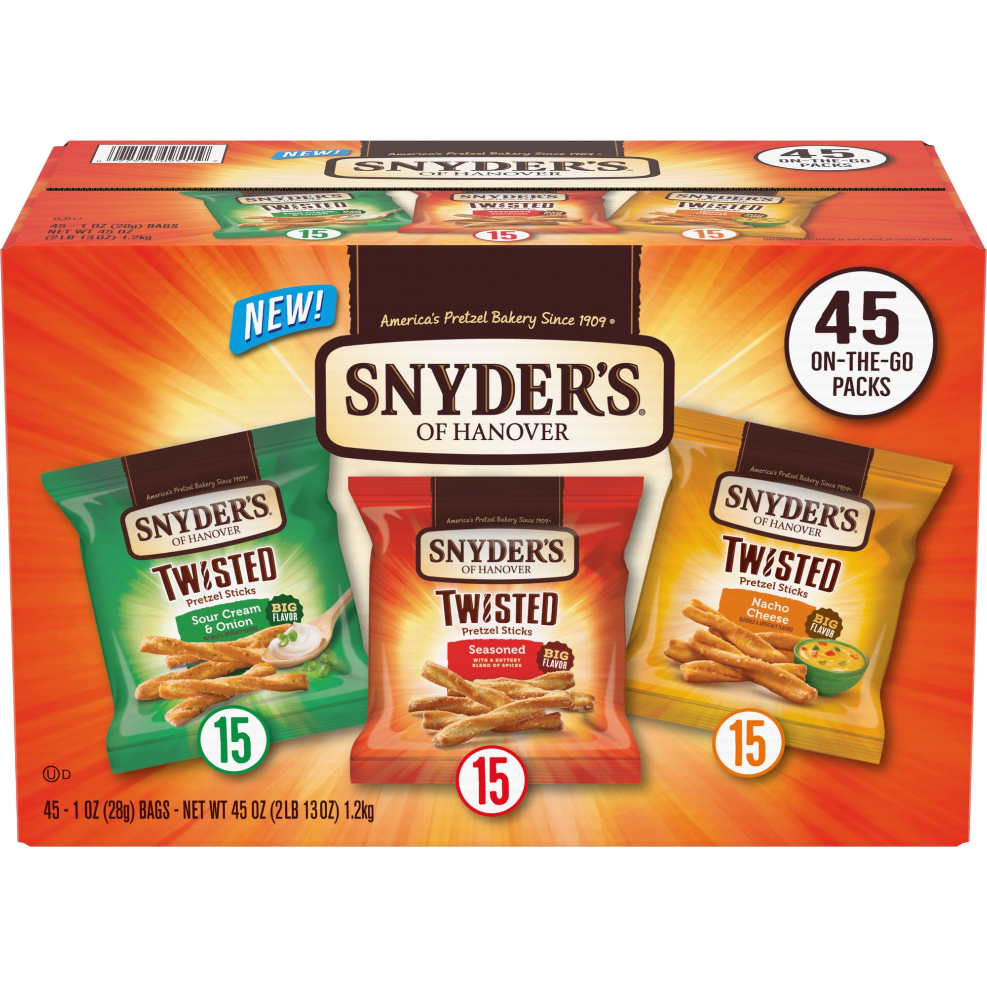 Snyder's of Hanover, Twisted Pretzel Sticks Variety Pack, Individual ...