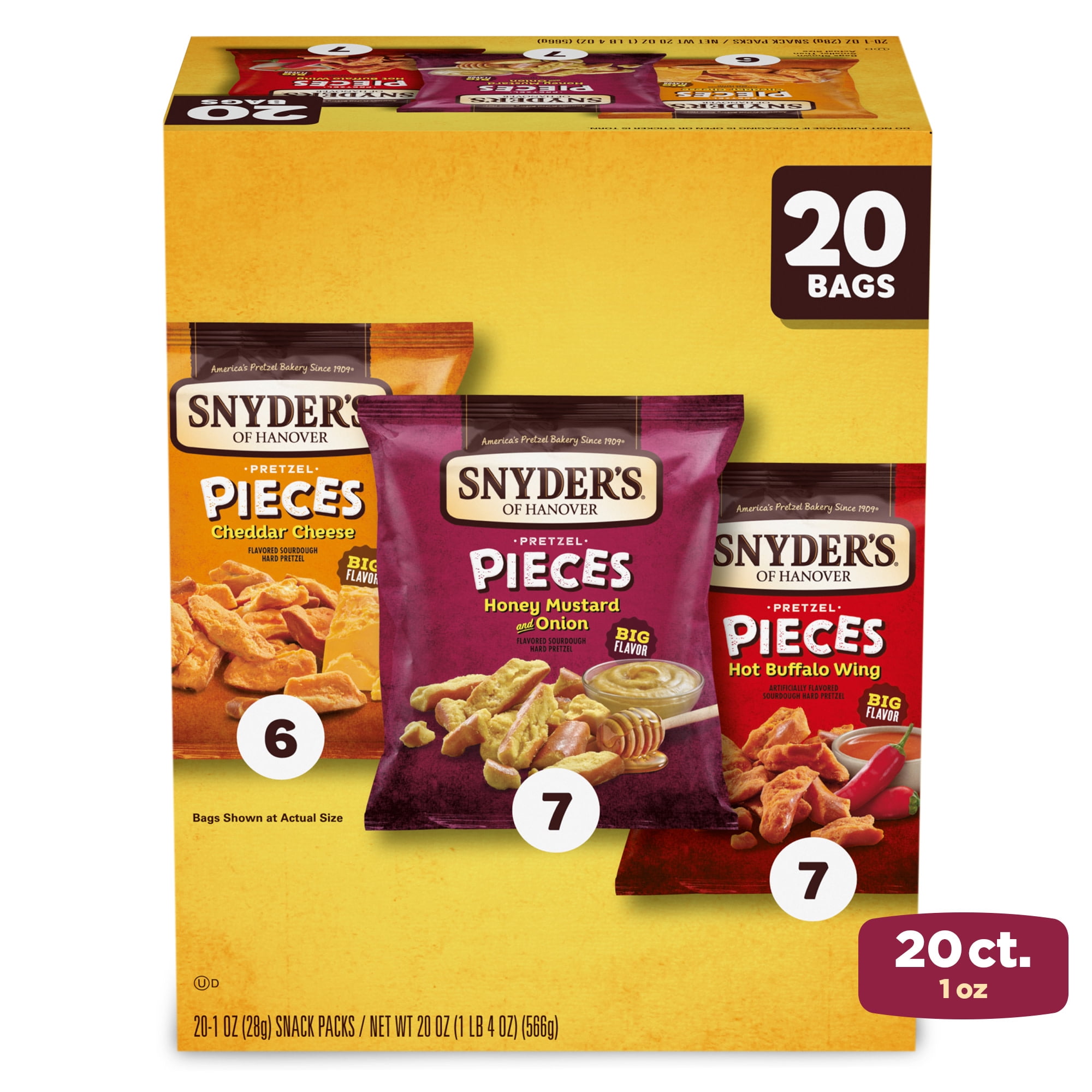 Snyder's of Hanover Pretzel Pieces Variety Pack, 20 Individual Snack ...