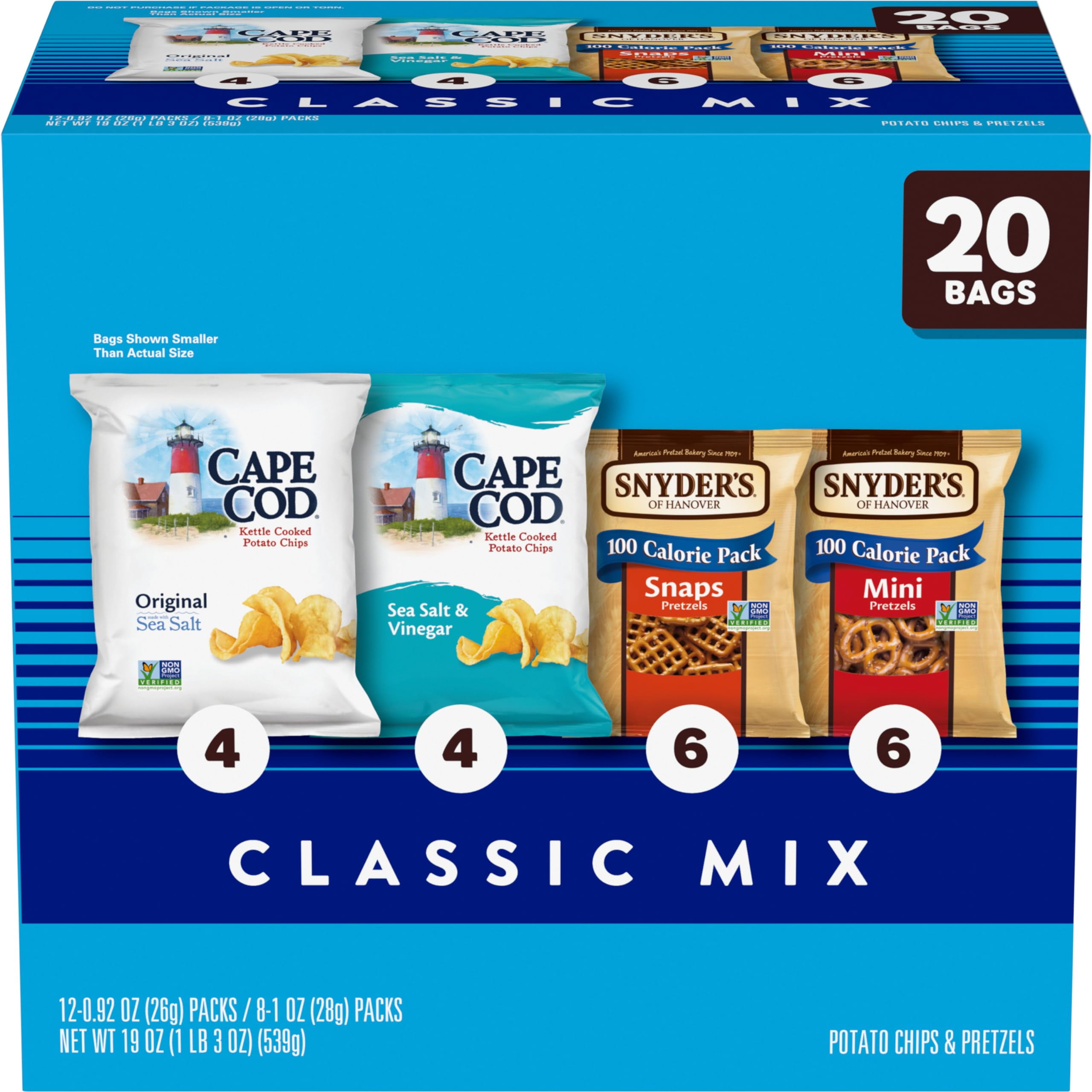 Snyder's of Hanover and BCF26 Cape Cod Classic Mix Variety Pack, 20 ...