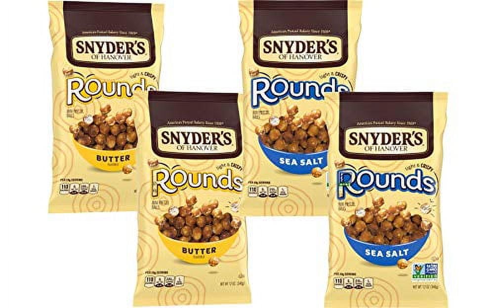 Snyders of Hanover Mini Pretzel Rounds, Butter Flavored or Sea Salt ...