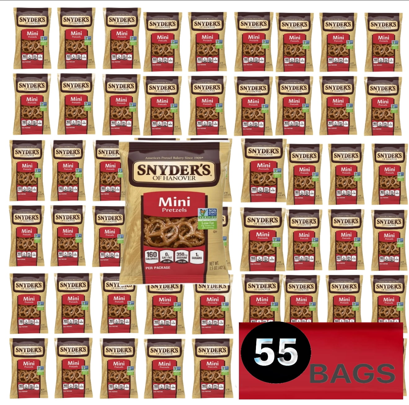 Snyders of Hanover Mini Pretzels Non-GMO 55 Count - Walmart.com
