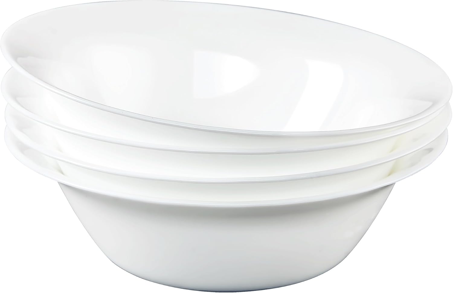 So Bowls Set of 4, Tempered Glass White Cereal Bowls, 20 OZ Round Dish ...