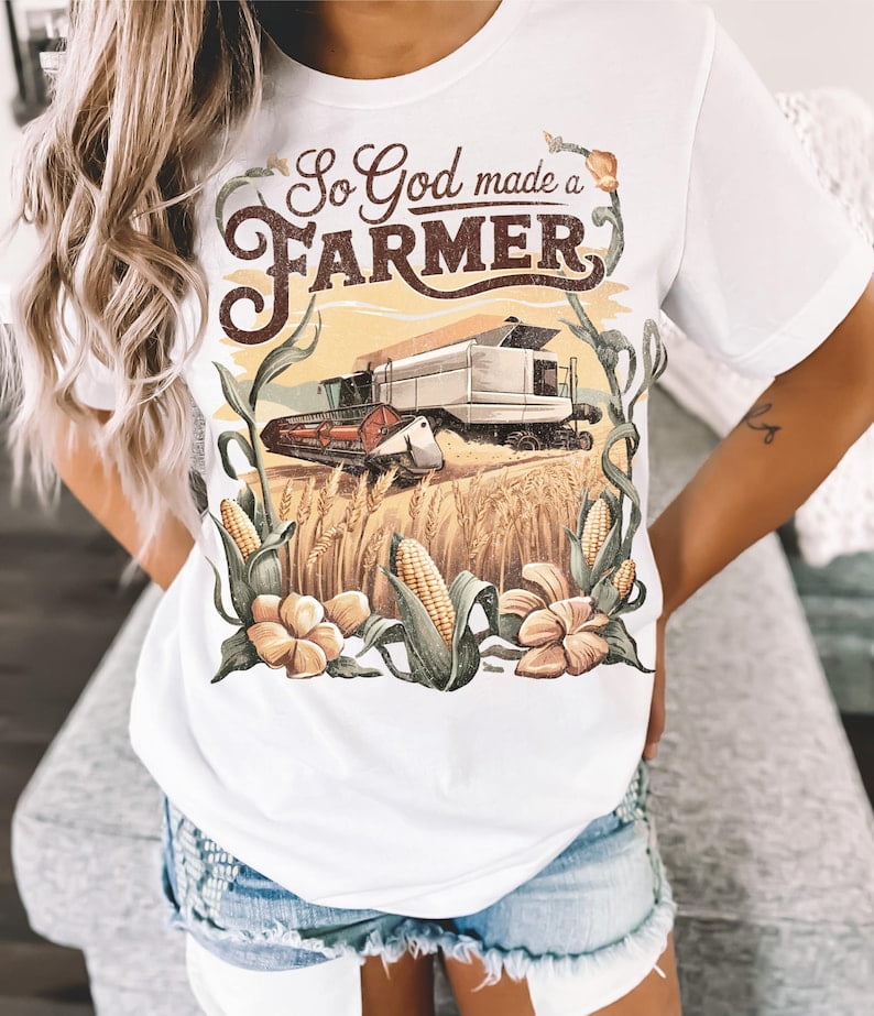 So God Made a Farmer Shirt, Boho Flower Shirt, Vintage Farm Shirt ...
