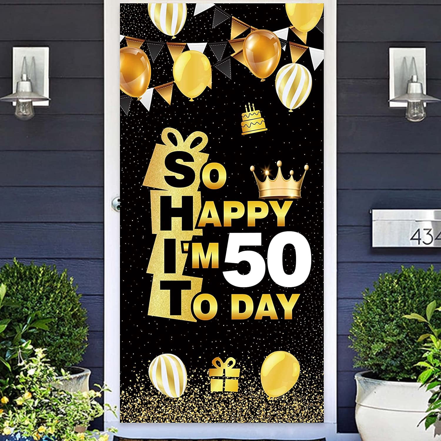 So Happy I'M Fifty Today Happy 50th Birthday Banner Confetti Cheers to ...