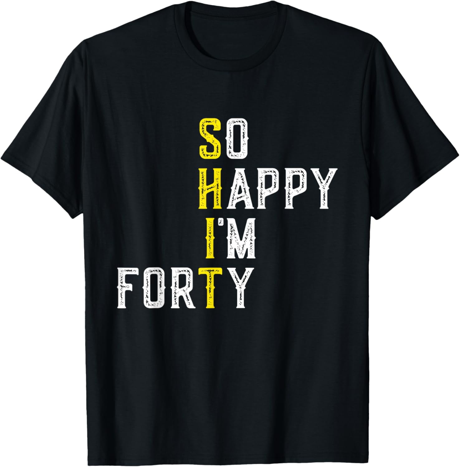 So Happy I'm Forty 40 Years Old Gag Funny 40th Birthday T-Shirt ...