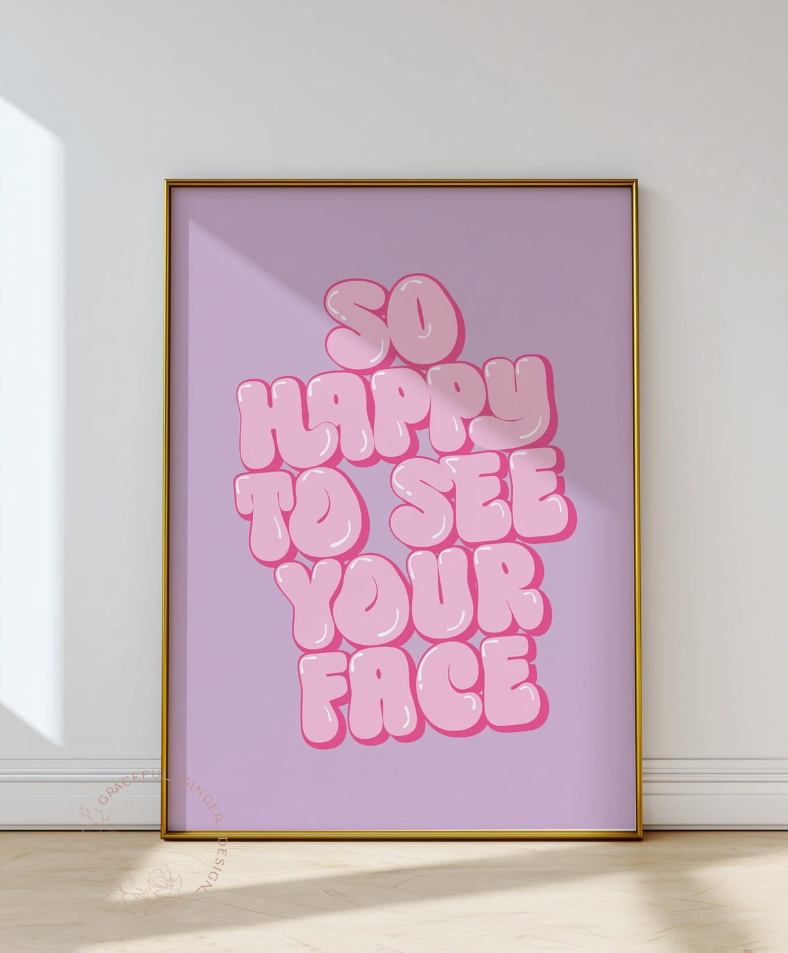 So Happy To See Your Face Print, Motivational Classroom Art Home Decor ...