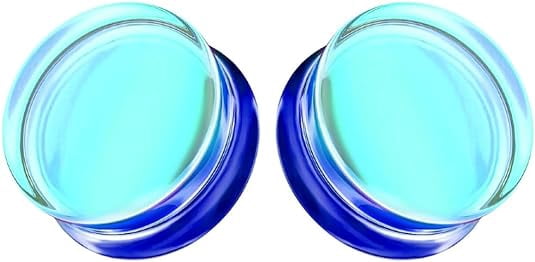 So Scene Aurora Borealis Double Saddle Glass Ear Gauges (14MM - 9/16 ...