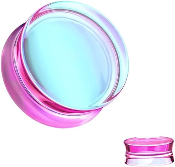 So Scene Aurora Borealis Double Saddle Glass Ear Gauges (16MM - 5/8 ...