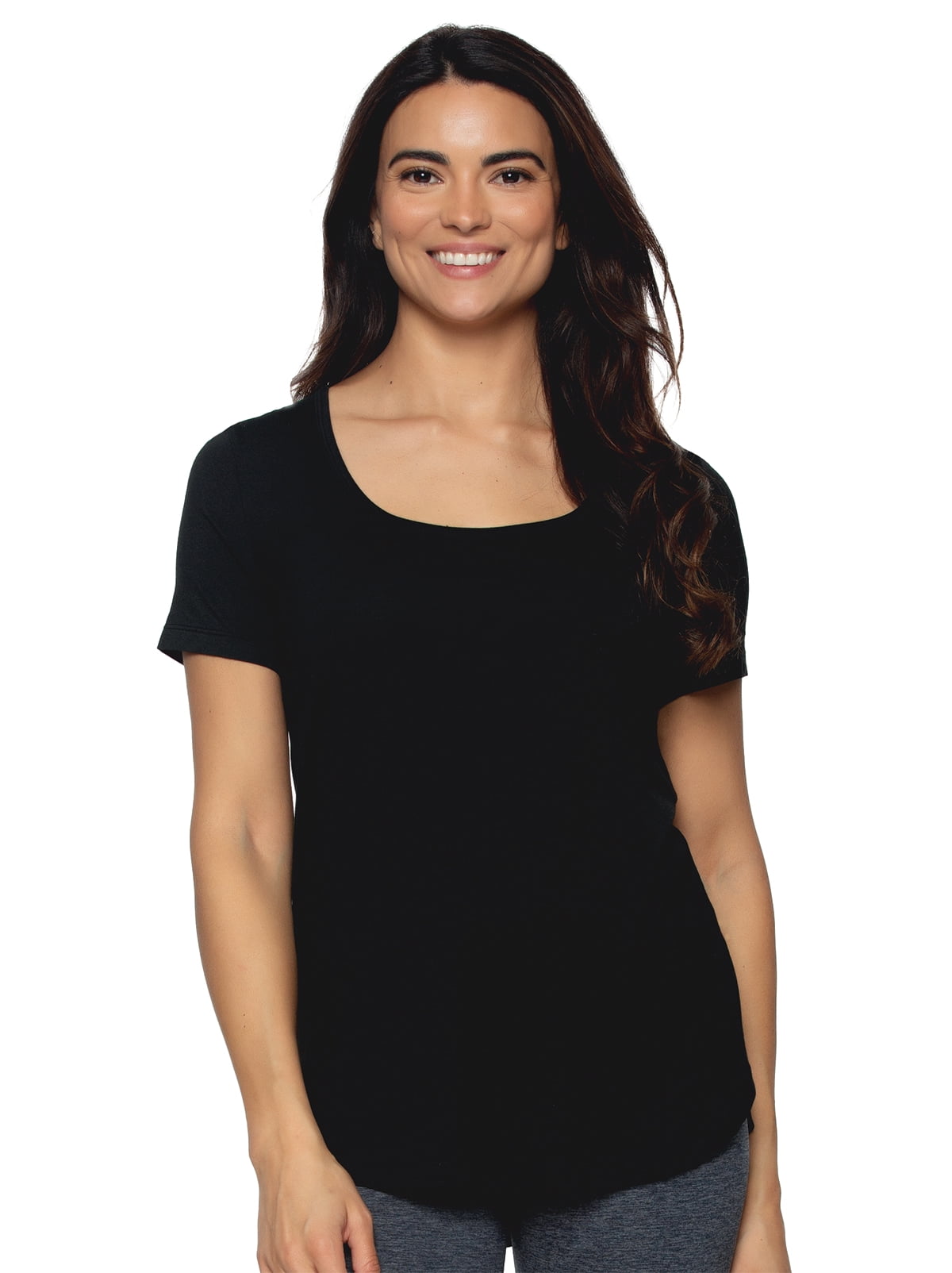 So Smooth Modal Scoop Neck Tee | Felina (Black, Small) - Walmart.com