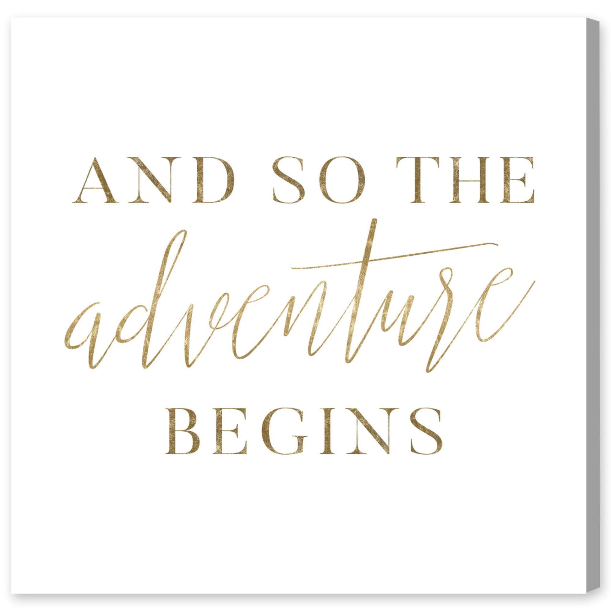 So The Adventure Begins Gold 30 in x 30 in Drawing Canvas Art Print, by ...