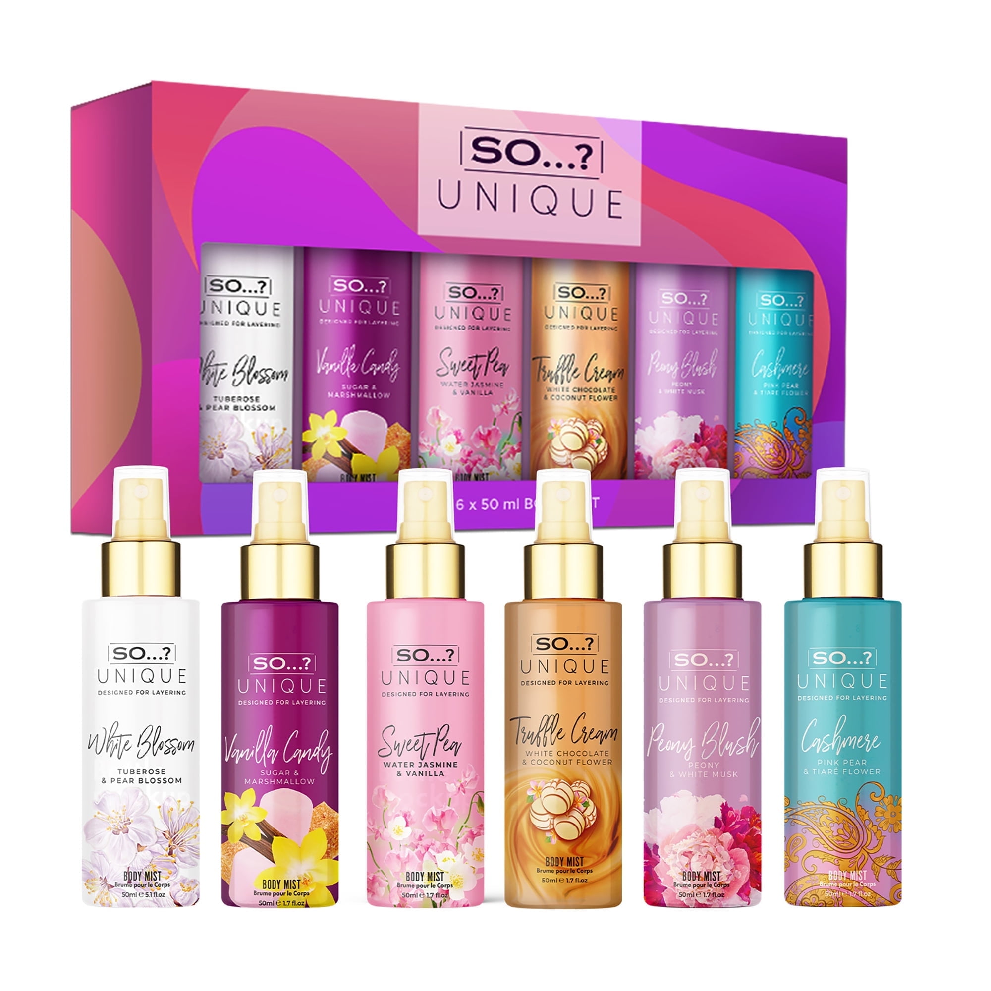So… Unique Body Mist Set, Body Spray for Women, 6 Pc Fragrance Gift Set ...