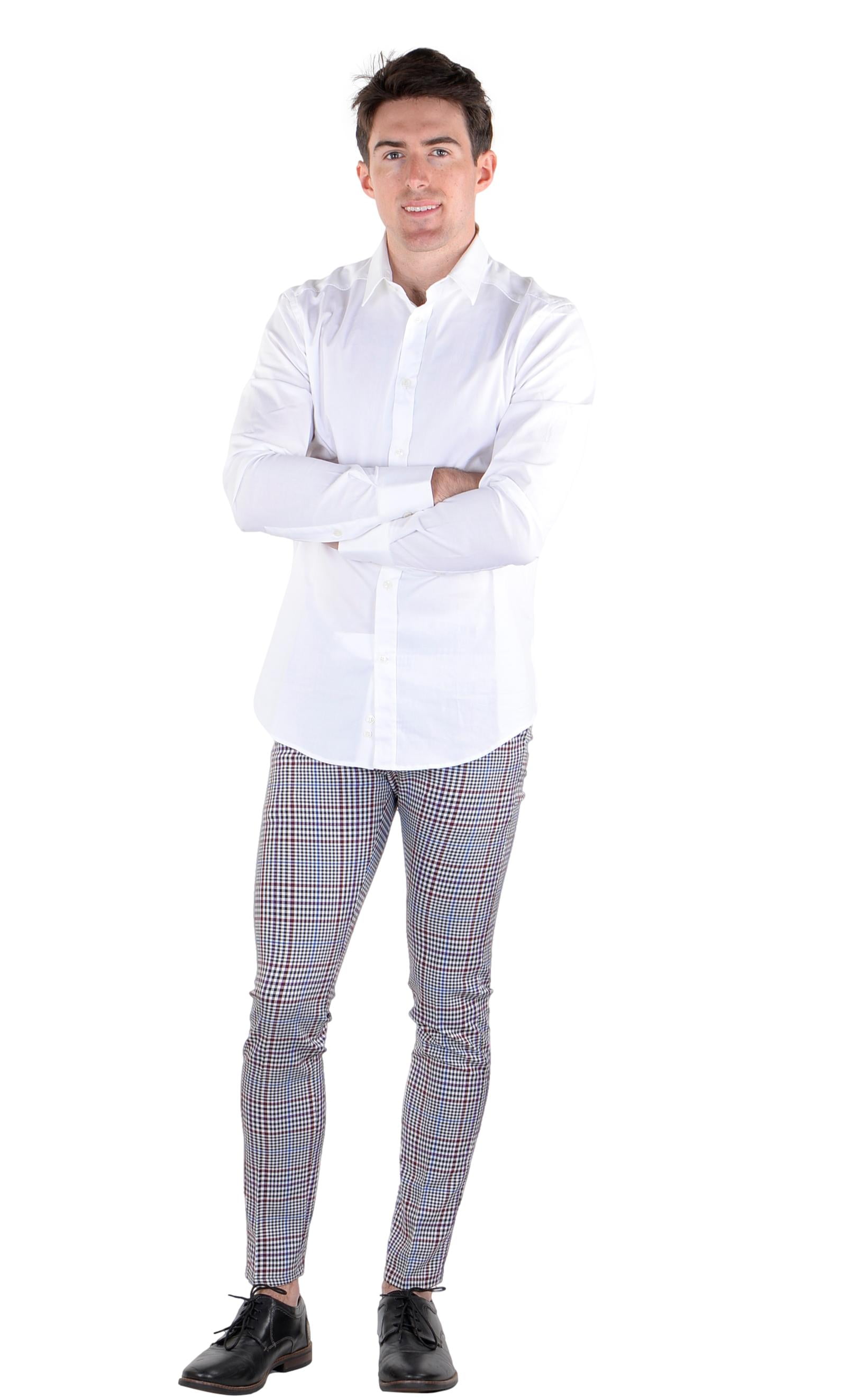 SoCal Look Men's DJ Plus All Over Check Pattern Dress Pant White ...