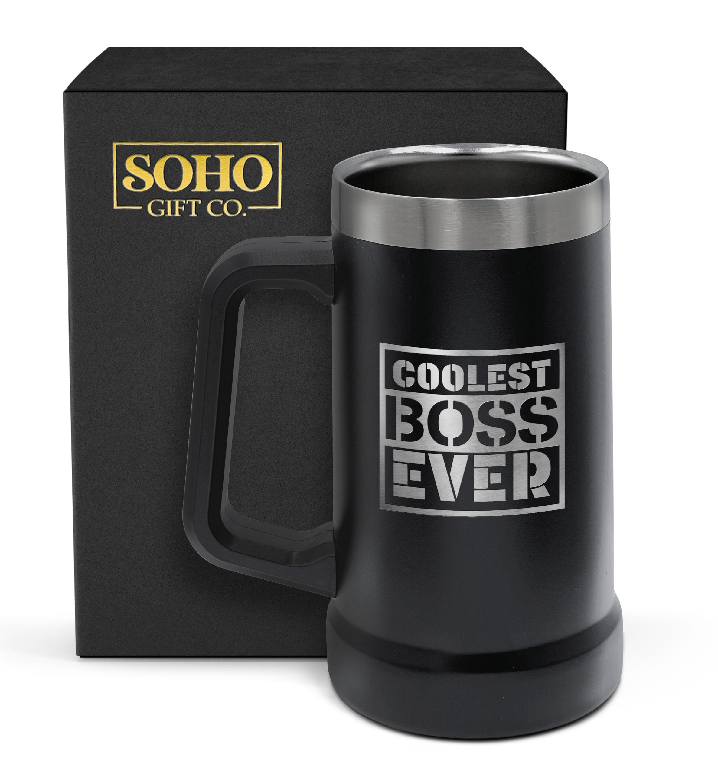 SoHo Boss Gift Beer Mug for Men, 24oz Stainless Steel Insulated Tumbler ...