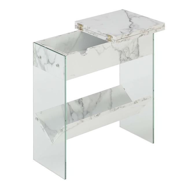 SoHo Electric Flip Top End Table, White Faux Marble - Walmart.com