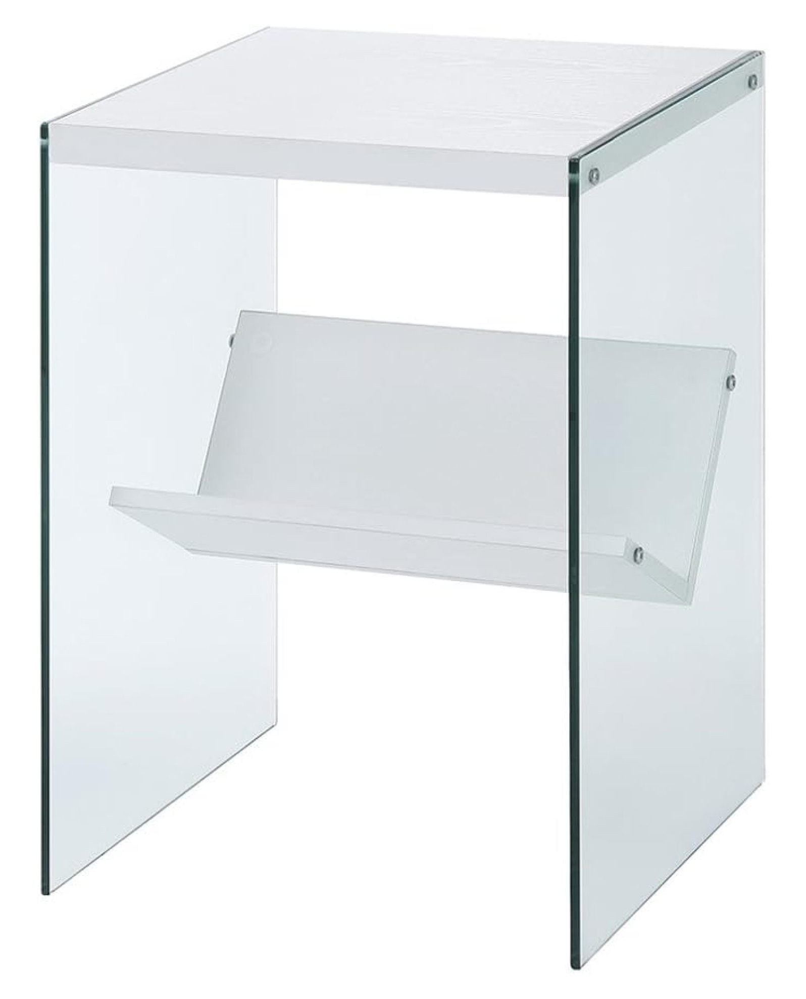 SoHo End Shelf Table, White/Glass - Walmart.com