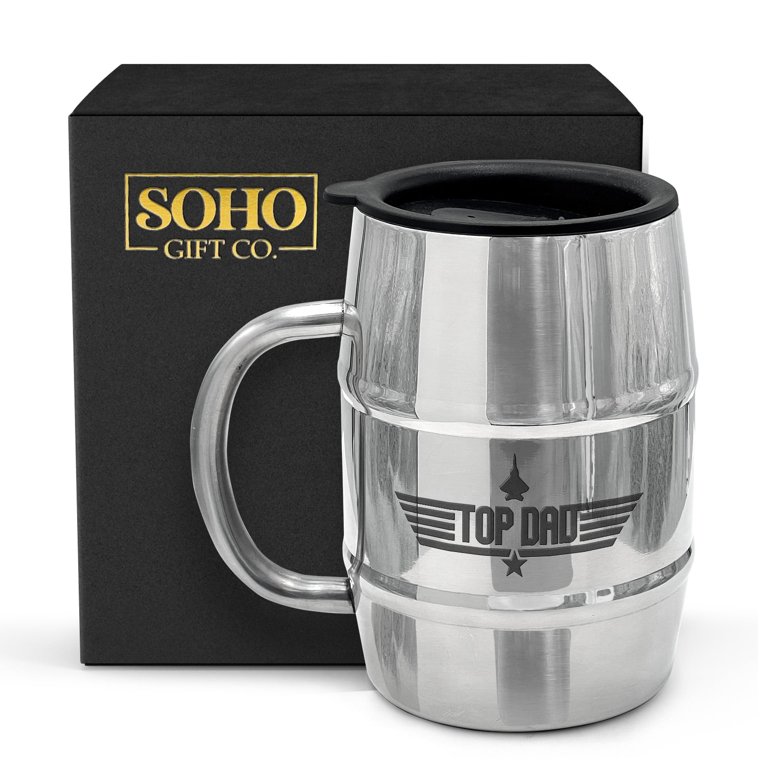 SoHo Insulated Mug Gift for Dad, 20oz Hot/Cold Travel Mug with Handle ...
