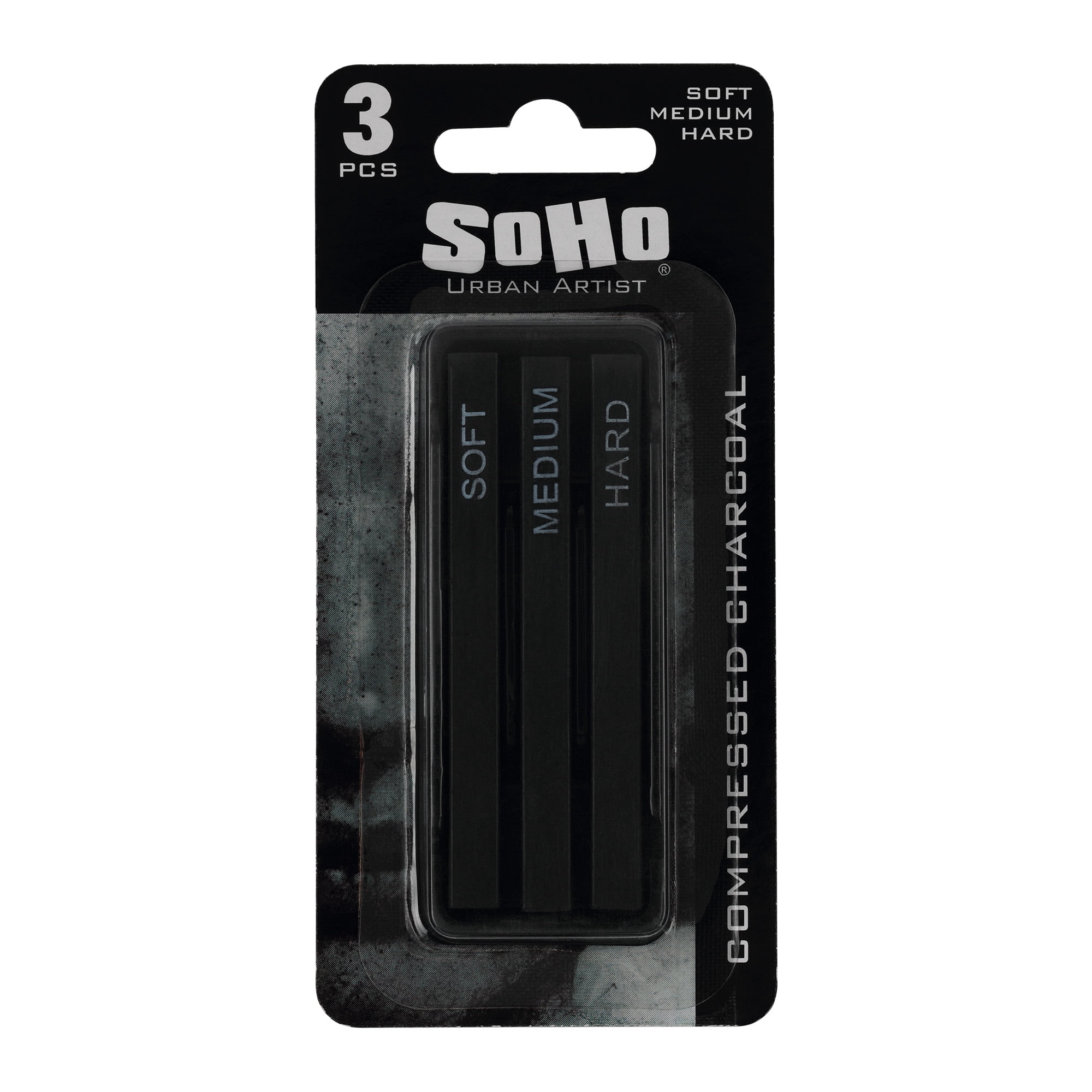 SoHo Urban Artist Compressed Charcoal Sticks, Assorted Pack of 3 - Soft ...