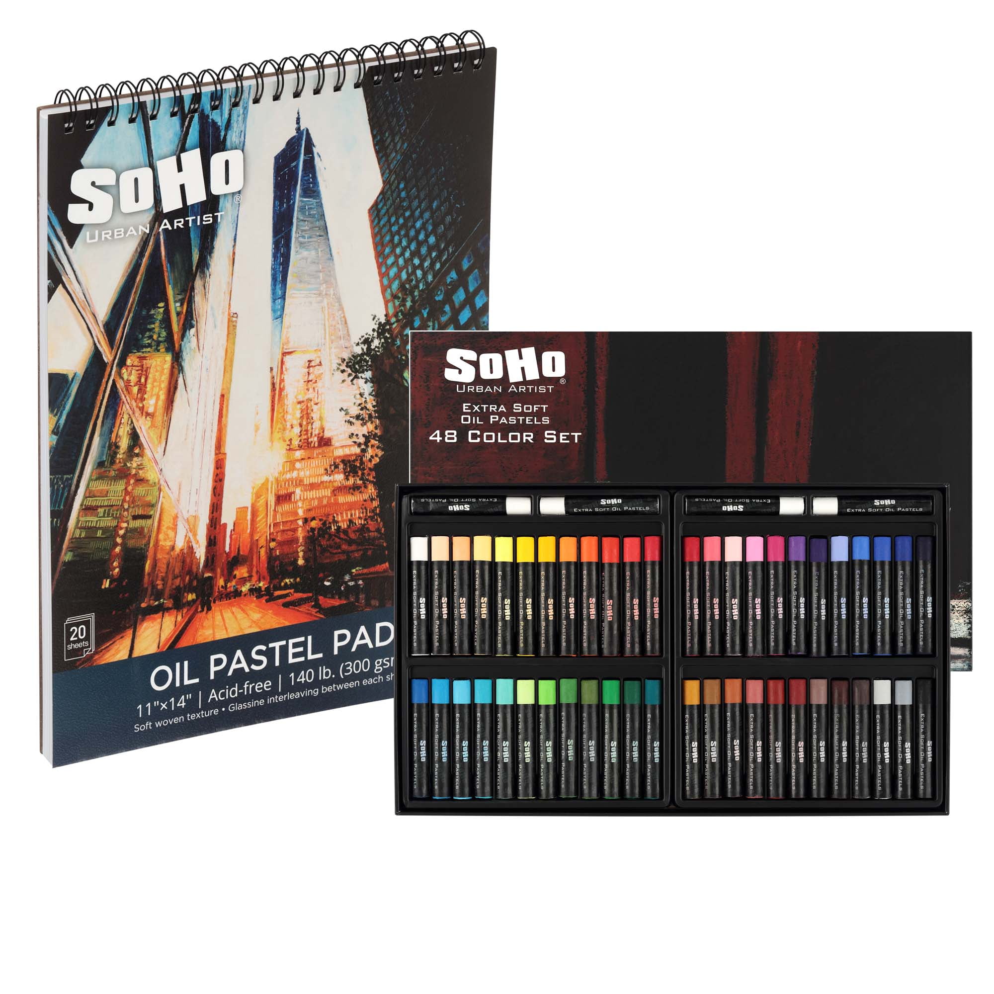 SoHo Urban Artist Extra Soft Oil Pastels Set of 48 & 11x14 Oil Pastel ...