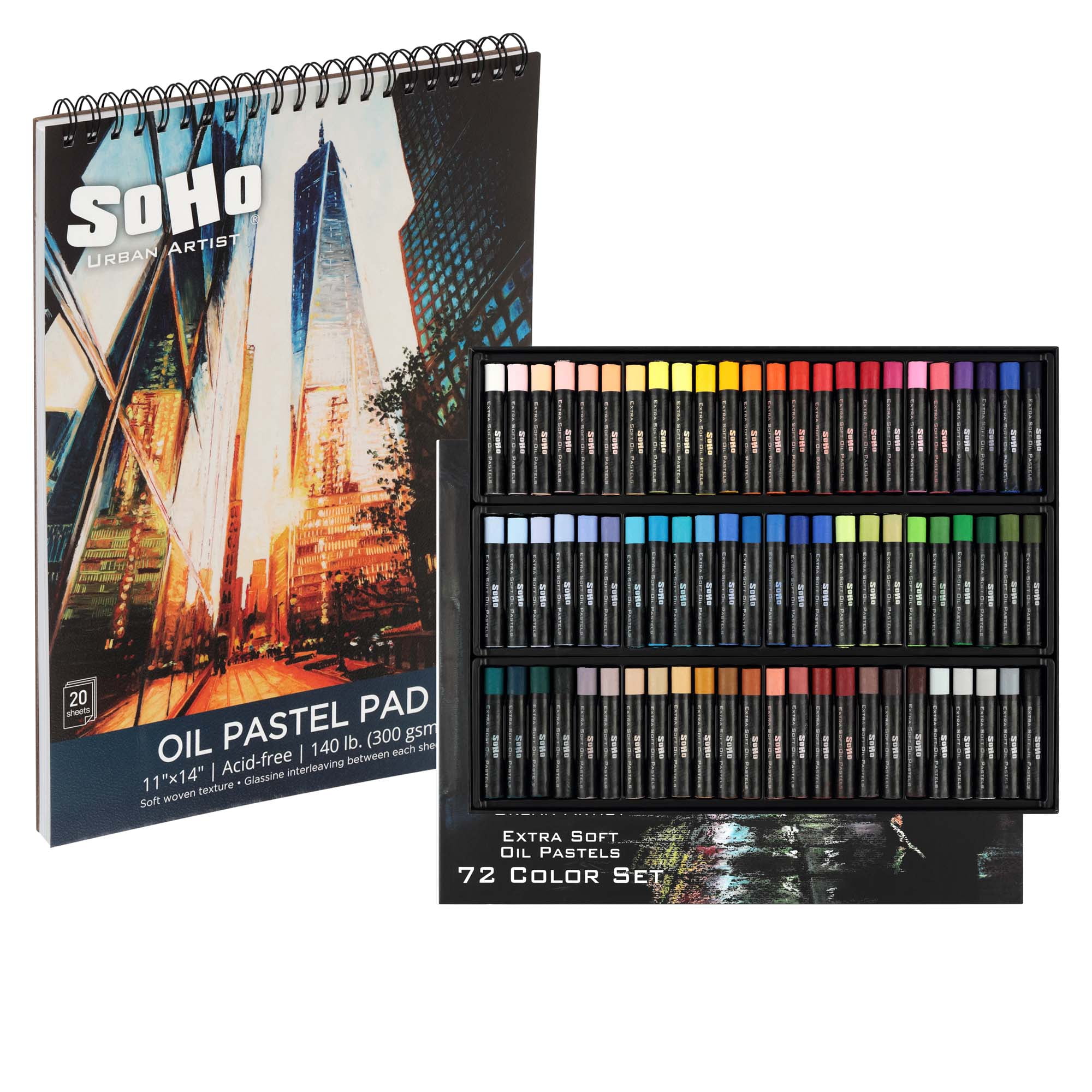 SoHo Urban Artist Extra Soft Oil Pastels Set of 72 & 11x14 Oil Pastel ...