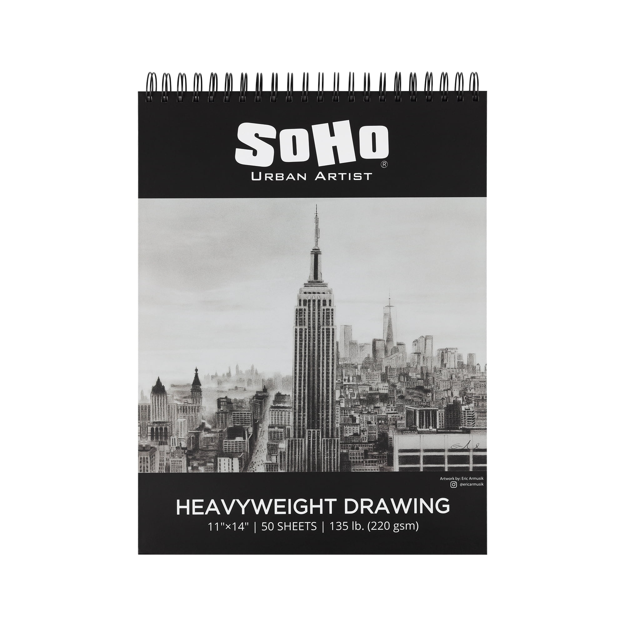 SoHo Urban Artist Hardcover Drawing Pad 11x14" - 135 lb. (220gsm), 50 ...