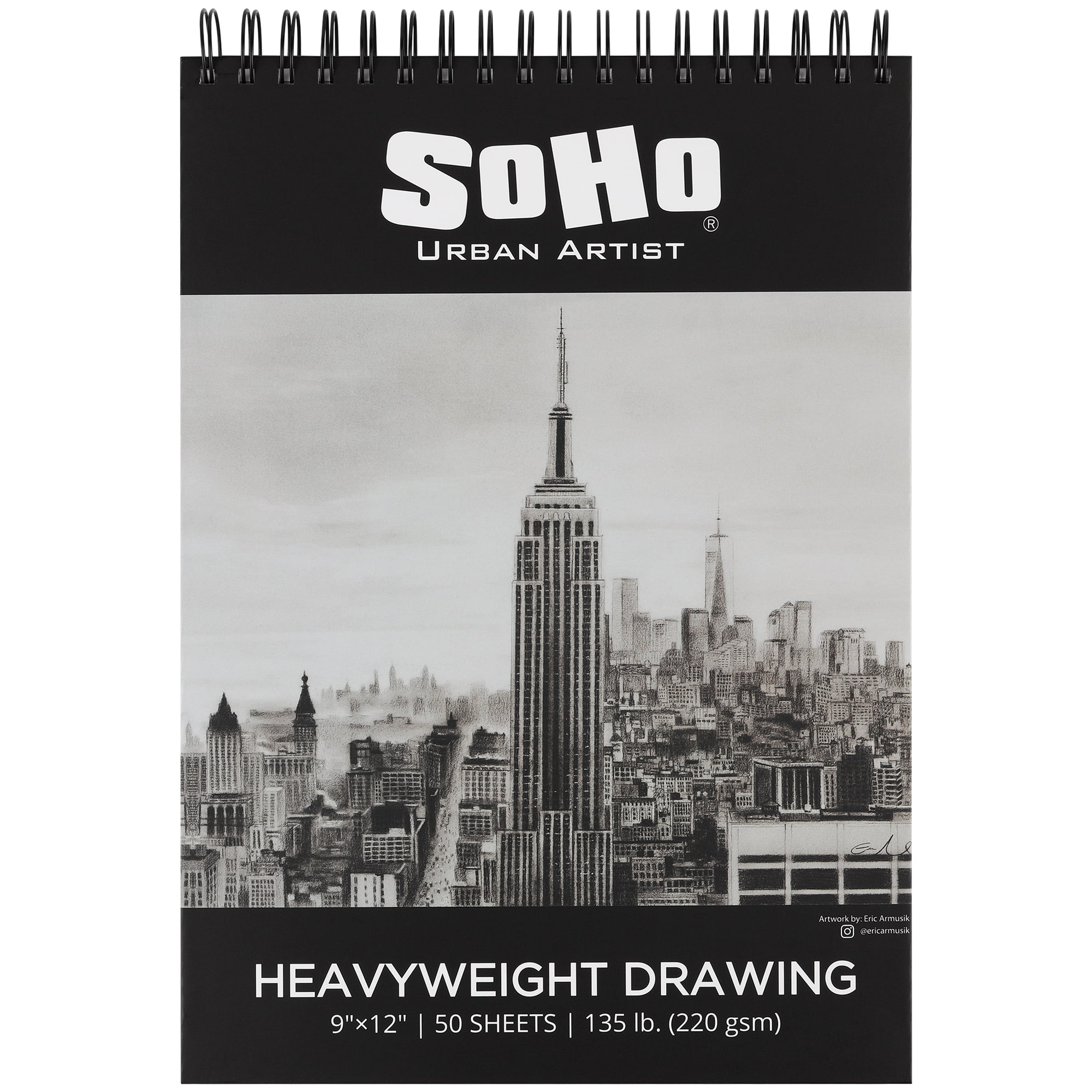 SoHo Urban Artist Hardcover Drawing Pad 9x12" - 135 lb. (220gsm), 50 ...