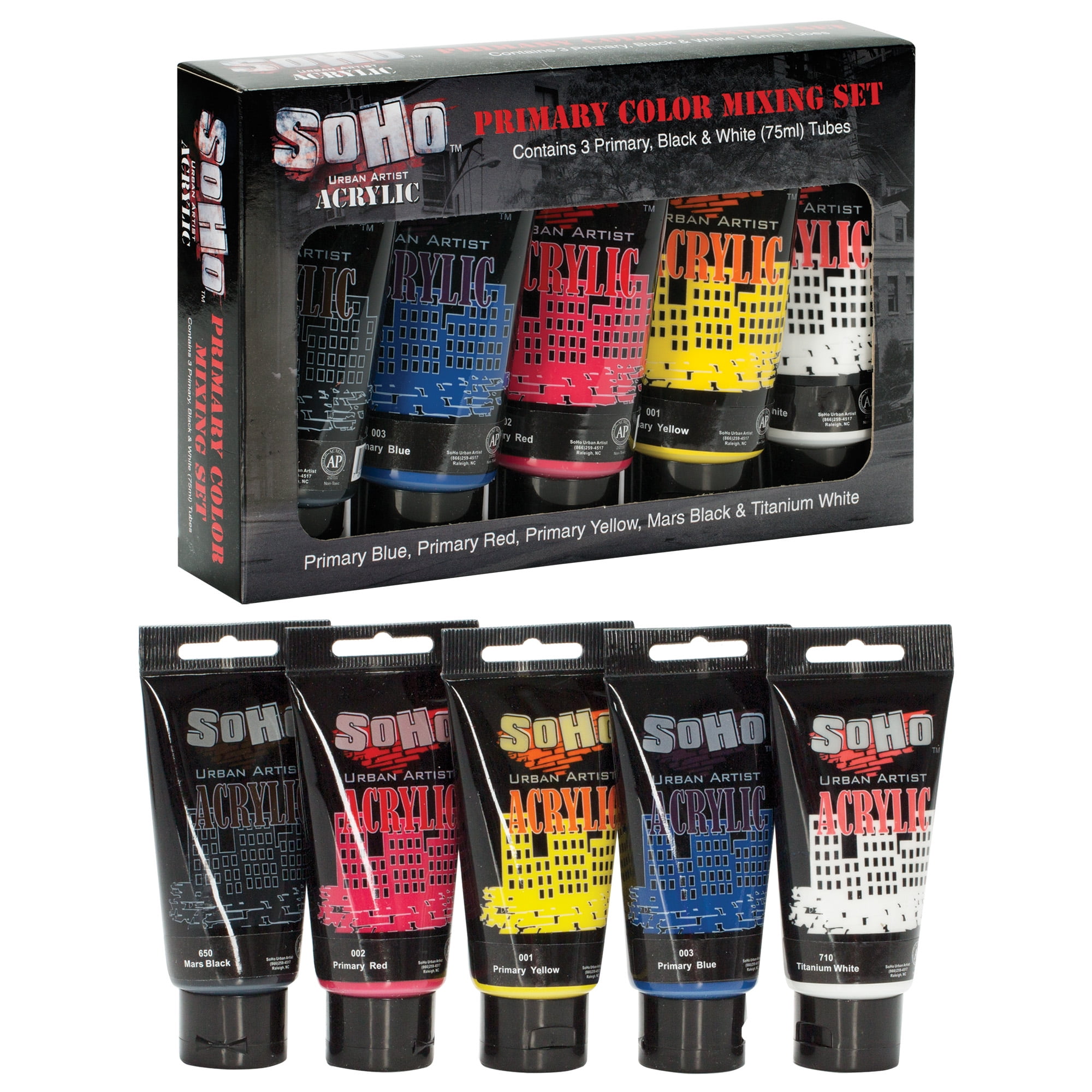 SoHo Urban Artist Heavy Body Acrylic Paint - Set of 5 - 75mL - Assorted ...
