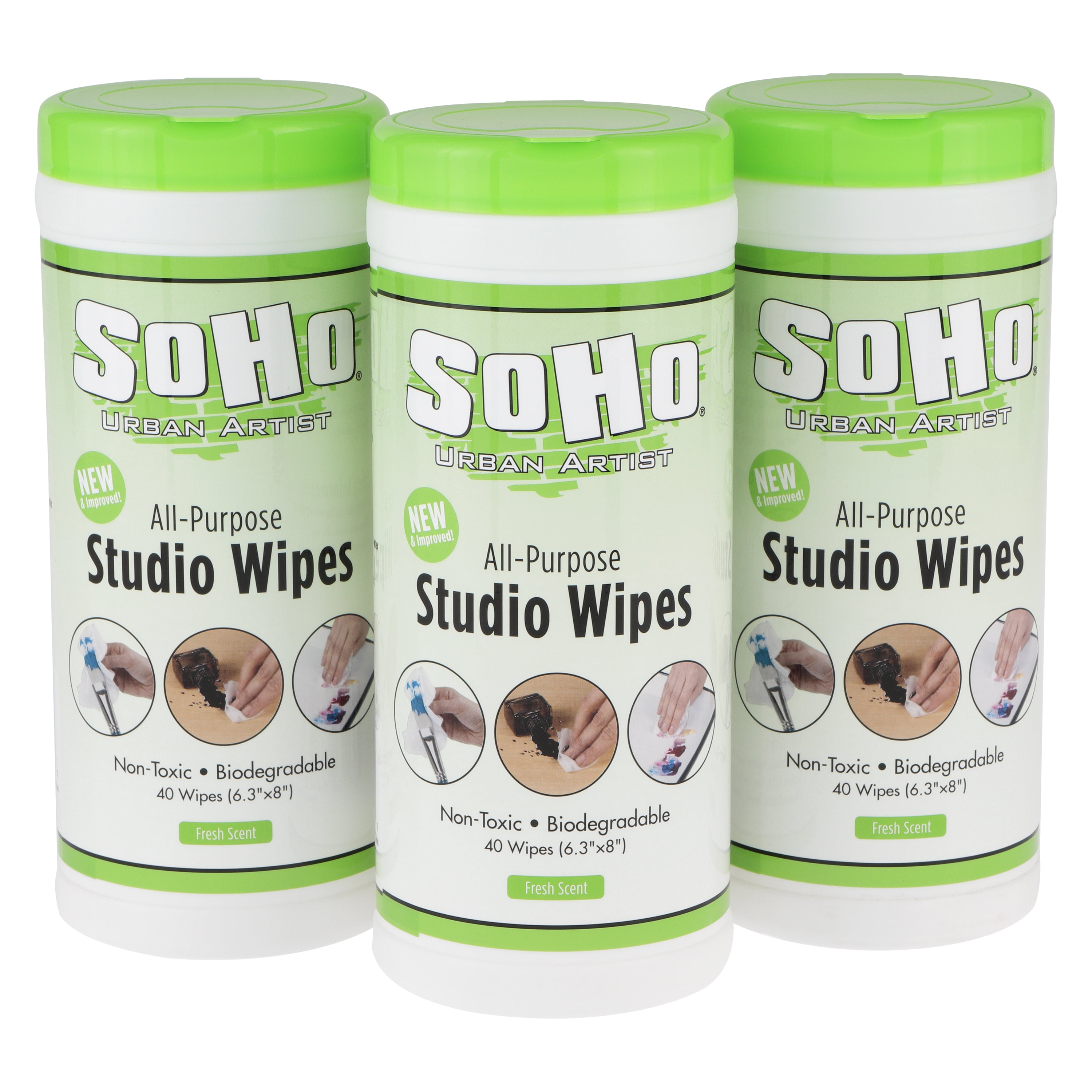 SoHo Urban Artist Multi-Surface Wipes, 120 Count, 2 Canisters, Non ...