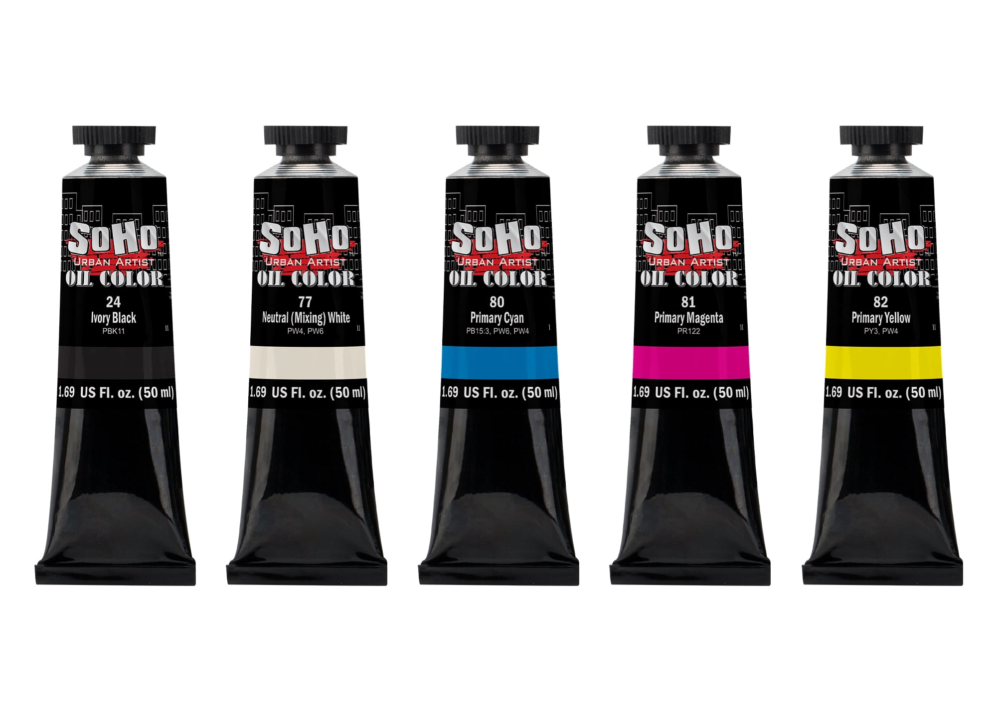 SoHo Urban Artist Oil Paint - Mixing Set of 5 - 50 ml - Best Valued Oil ...