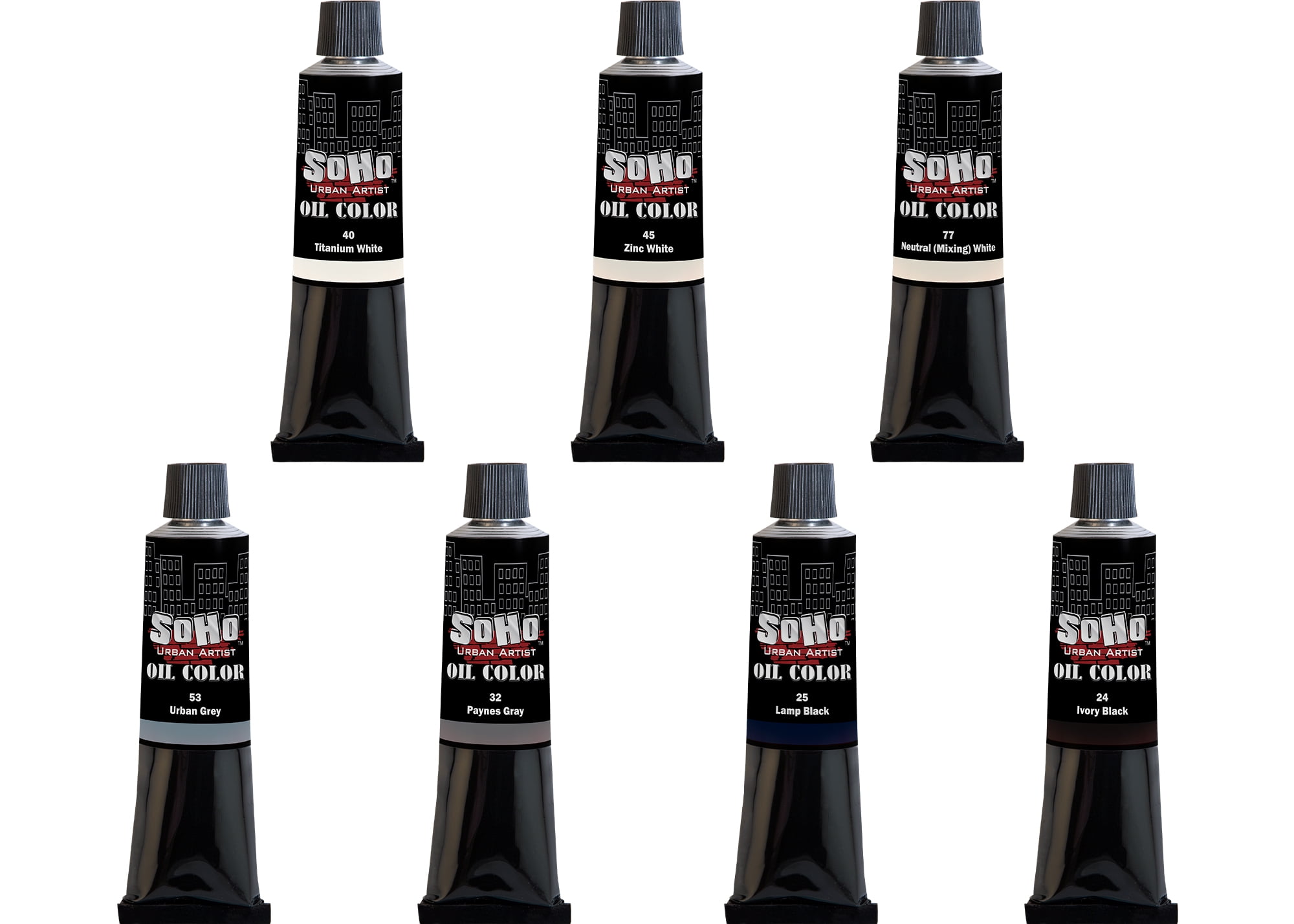 SoHo Urban Artist Oil Paint - Greys Set of 7 - 170 ml - Best Valued Oil ...