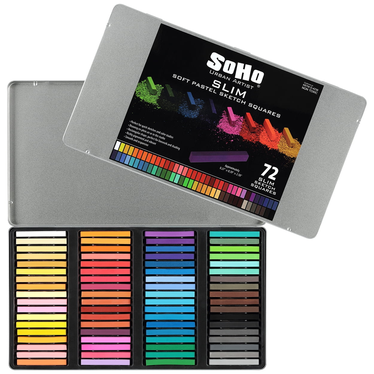 SoHo Urban Artist Set of 72 Soft Slim Pastel Sketch Squares - Richly ...