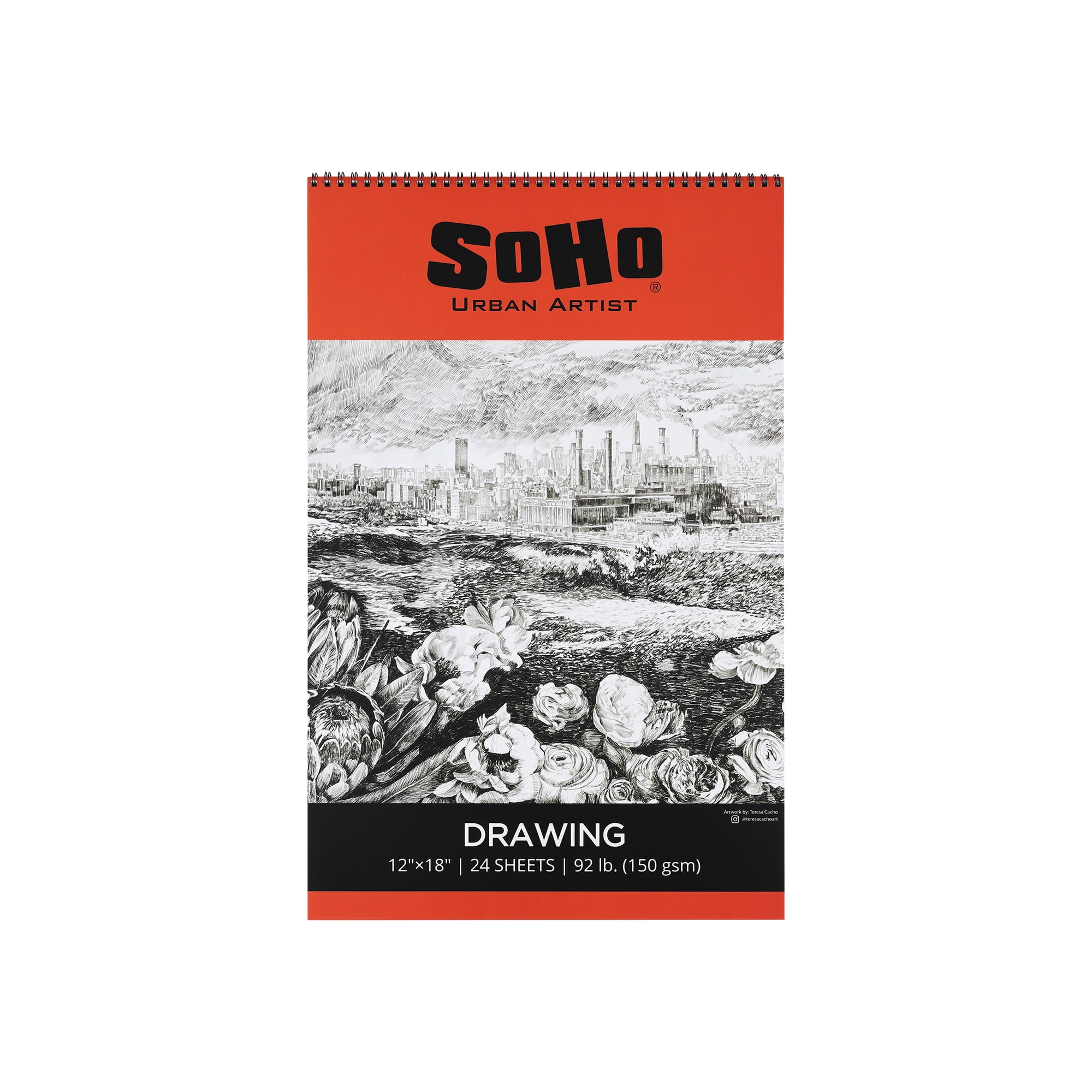 SoHo Urban Artist Softcover Drawing Pad 12x18" - 92 lb. (150gsm), 24 ...