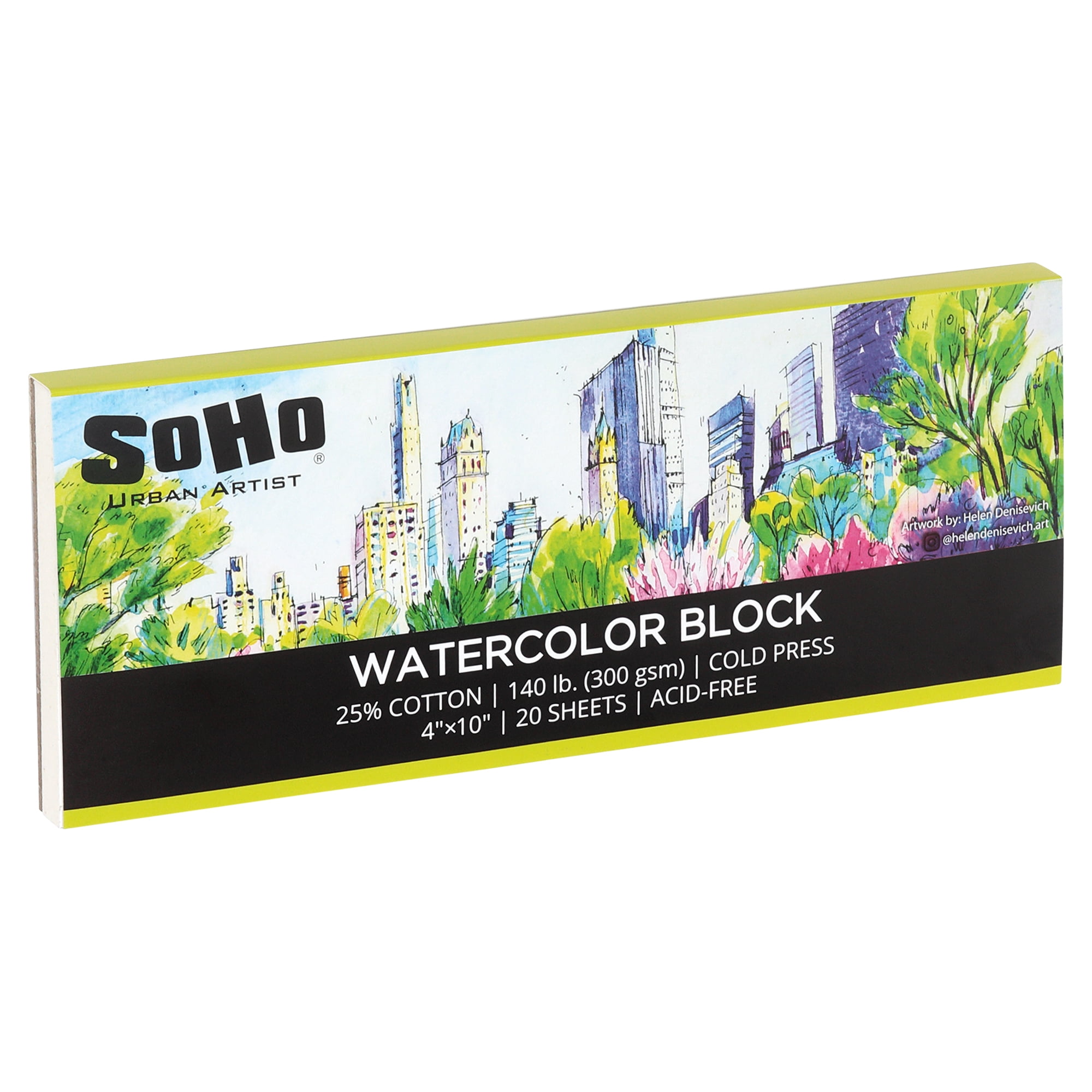 SoHo Urban Artist Watercolor Block 4x10" - 140lb 20 Sheets Cold Press ...