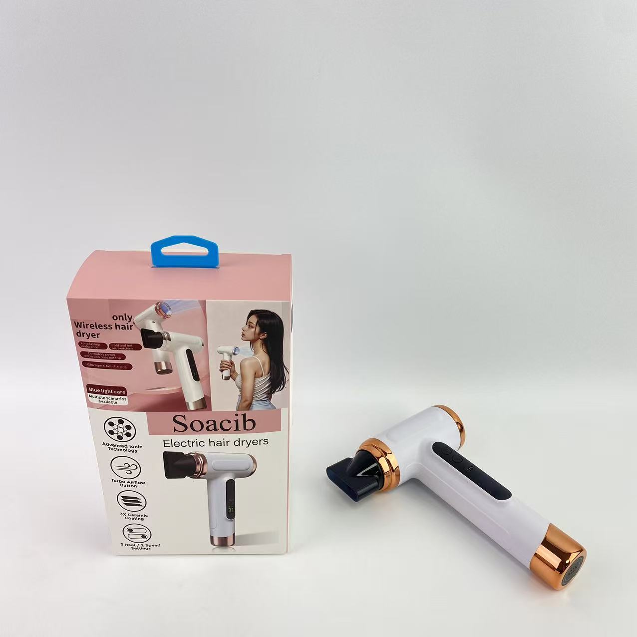 Soacib Electric hair dryers,Cordless Hair Dryer,15000mAh Rechargeable ...